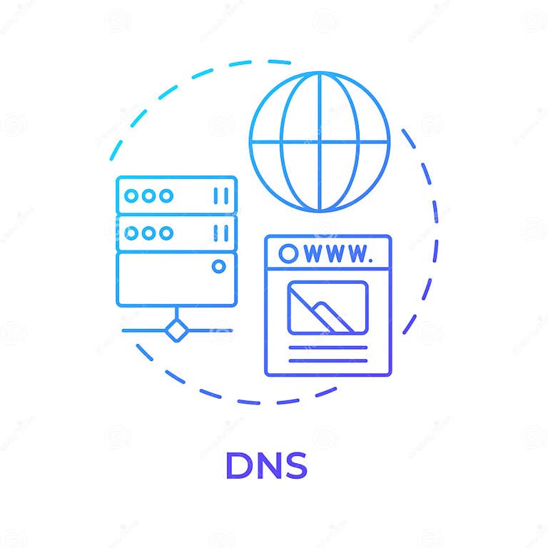 DNS Blue Gradient Concept Icon Stock Illustration - Illustration of website, design: 336177889