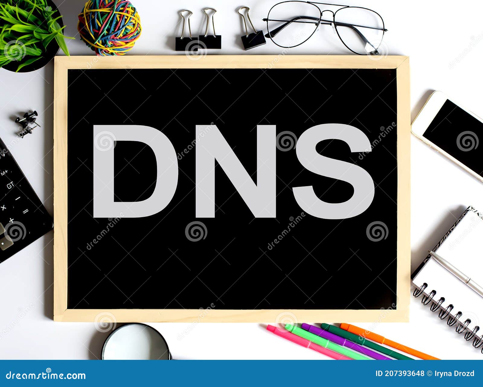 DNS, Domain Name System, Concept on the Drawing Board with Office Tools ...