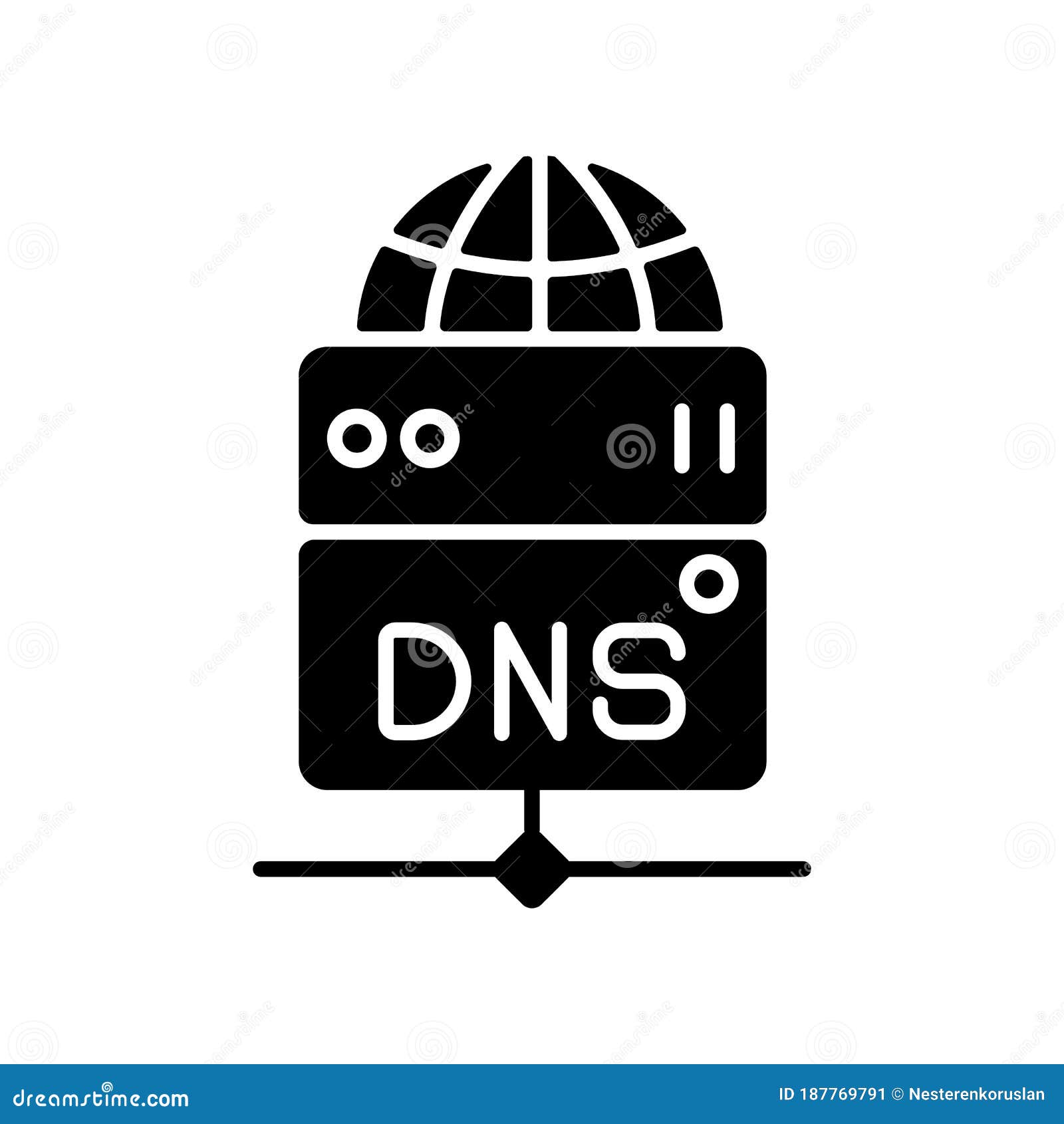DNS Server Black Glyph Icon Stock Vector - Illustration of logo, data ...