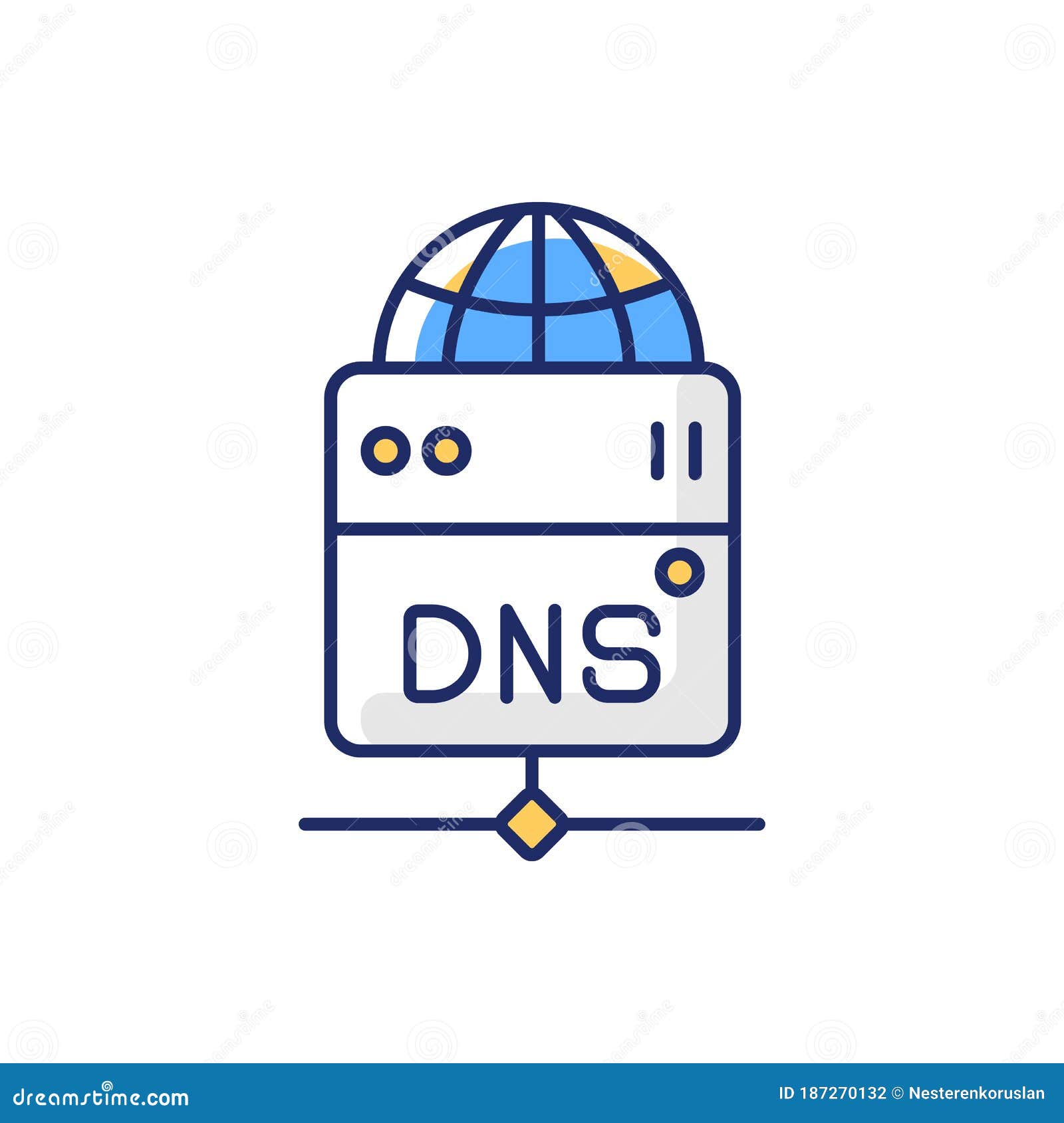 DNS server RGB color icon stock vector. Illustration of connection ...