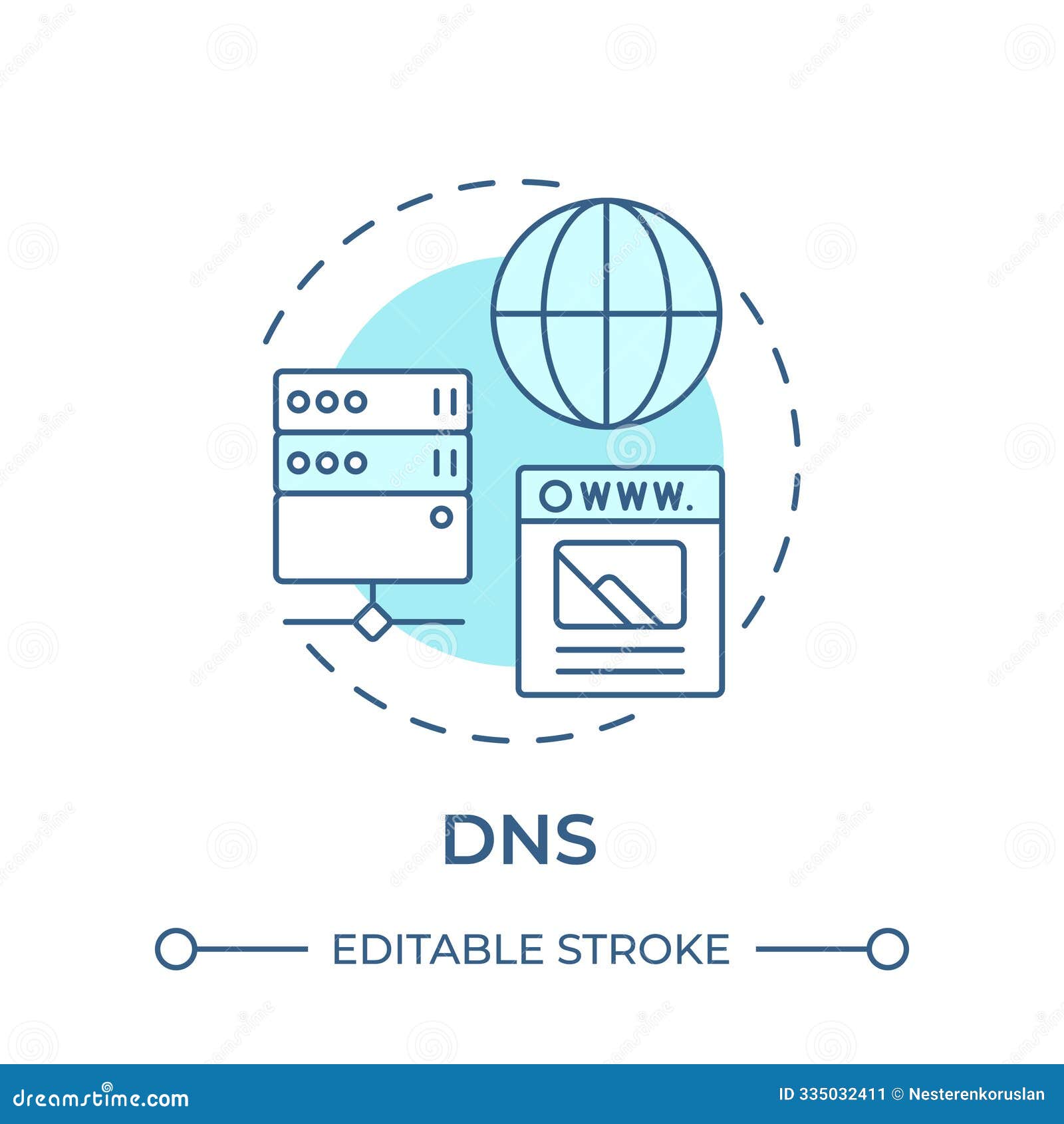 DNS soft blue concept icon stock illustration. Illustration of drawing ...