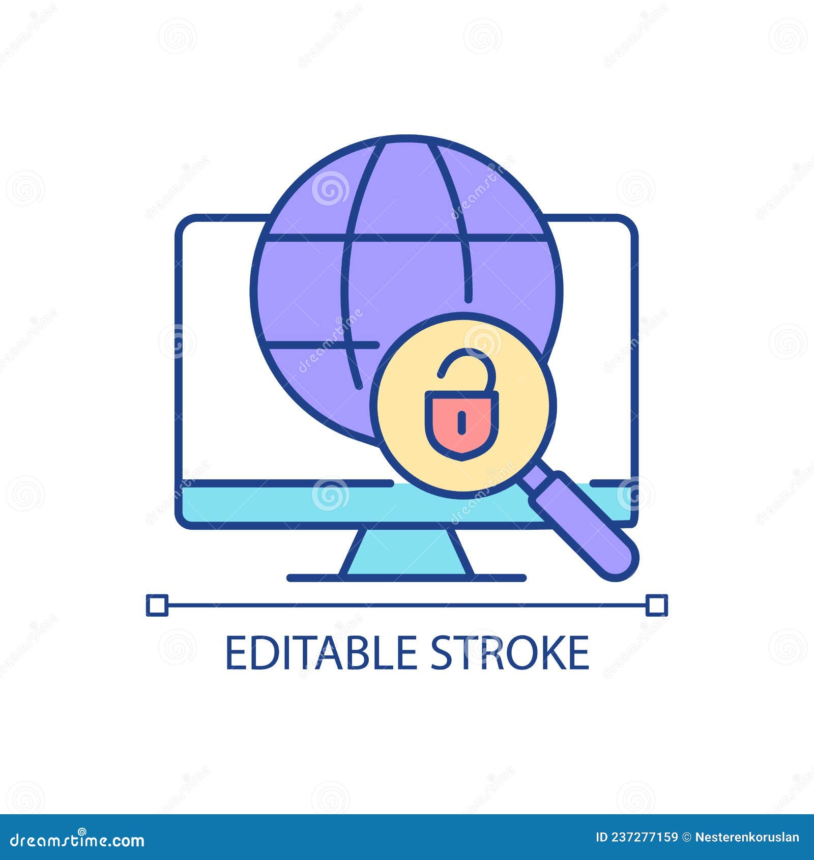 DNS Tunneling Detecting Linear Icon Cartoon Vector | CartoonDealer.com ...