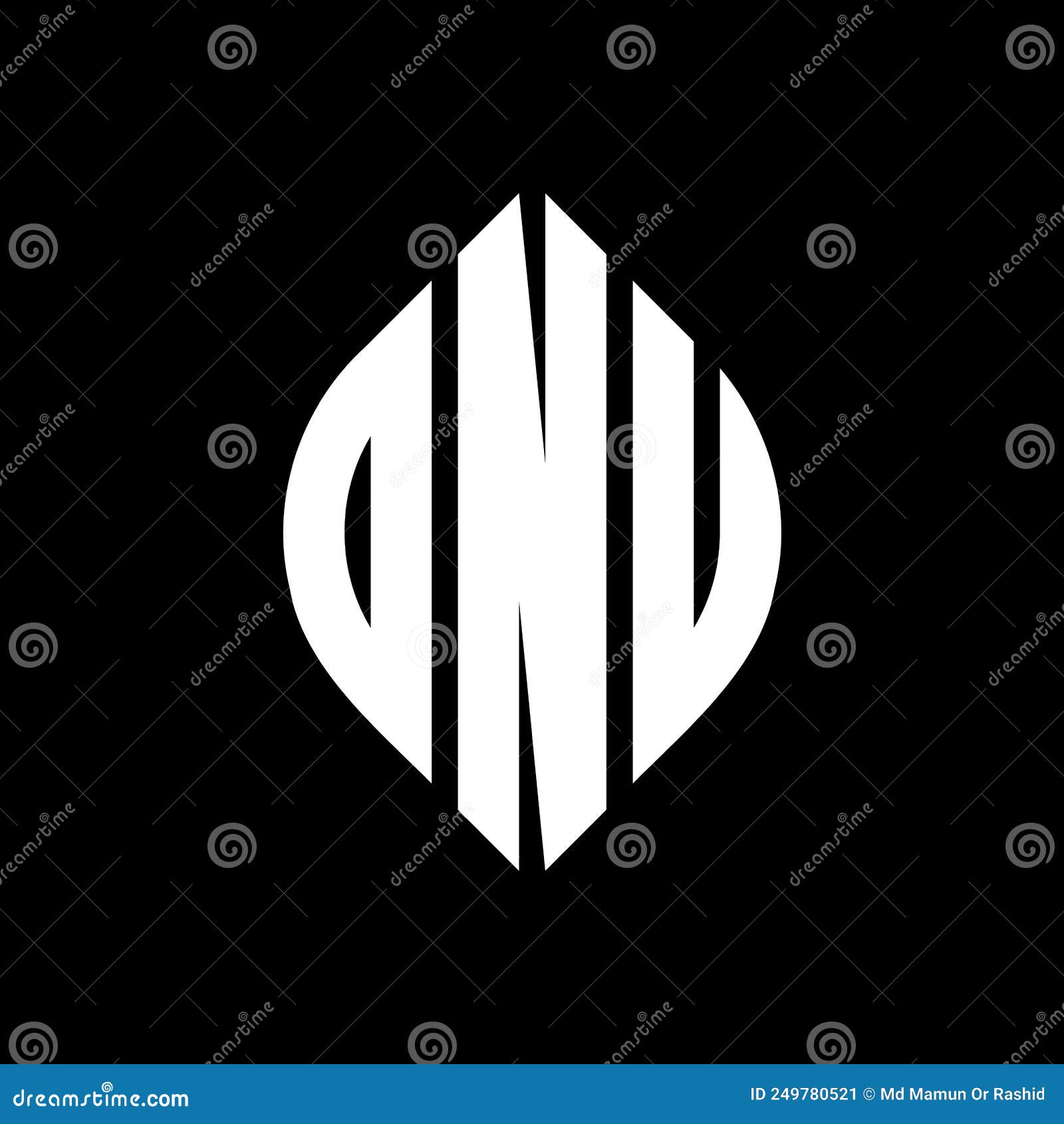 DNU Circle Letter Logo Design with Circle and Ellipse Shape. DNU ...