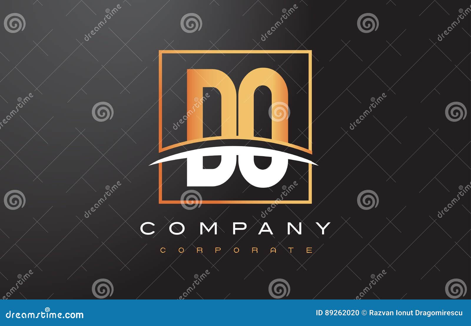 DO D O Golden Letter Logo Design with Gold Square and Swoosh. Stock ...