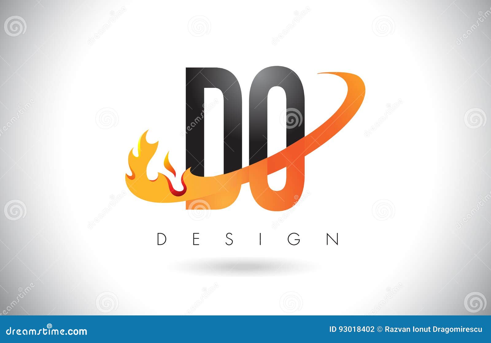 DO D O Letter Logo with Fire Flames Design and Orange Swoosh. Stock ...