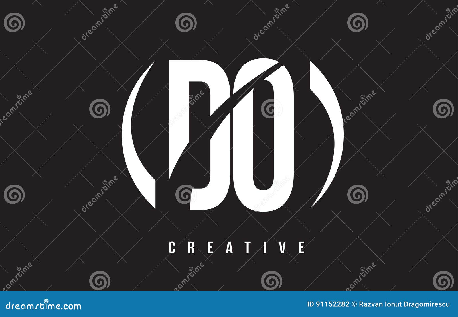 DO D O White Letter Logo Design with Black Background. Stock Vector ...