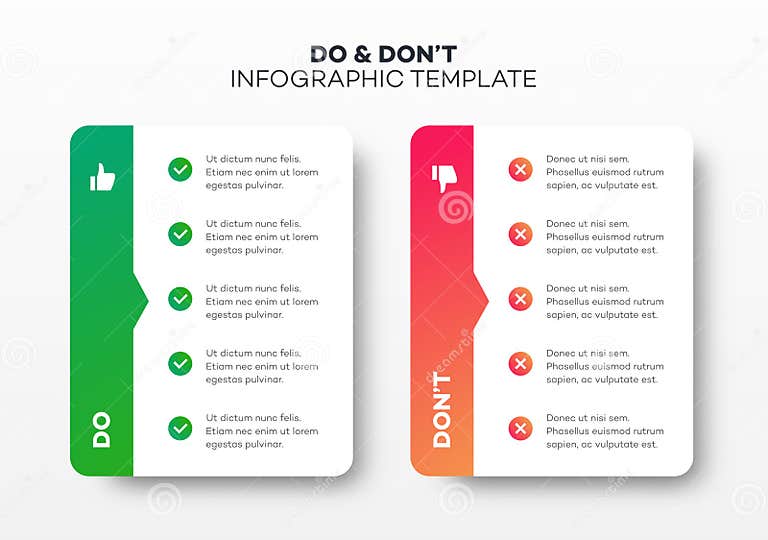 Do and Dont Infographic Template Vector Stock Vector - Illustration of ...
