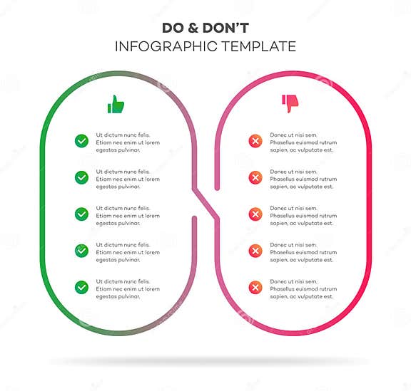 Do and Dont Infographic Template Vector Rounded Frame Stock ...