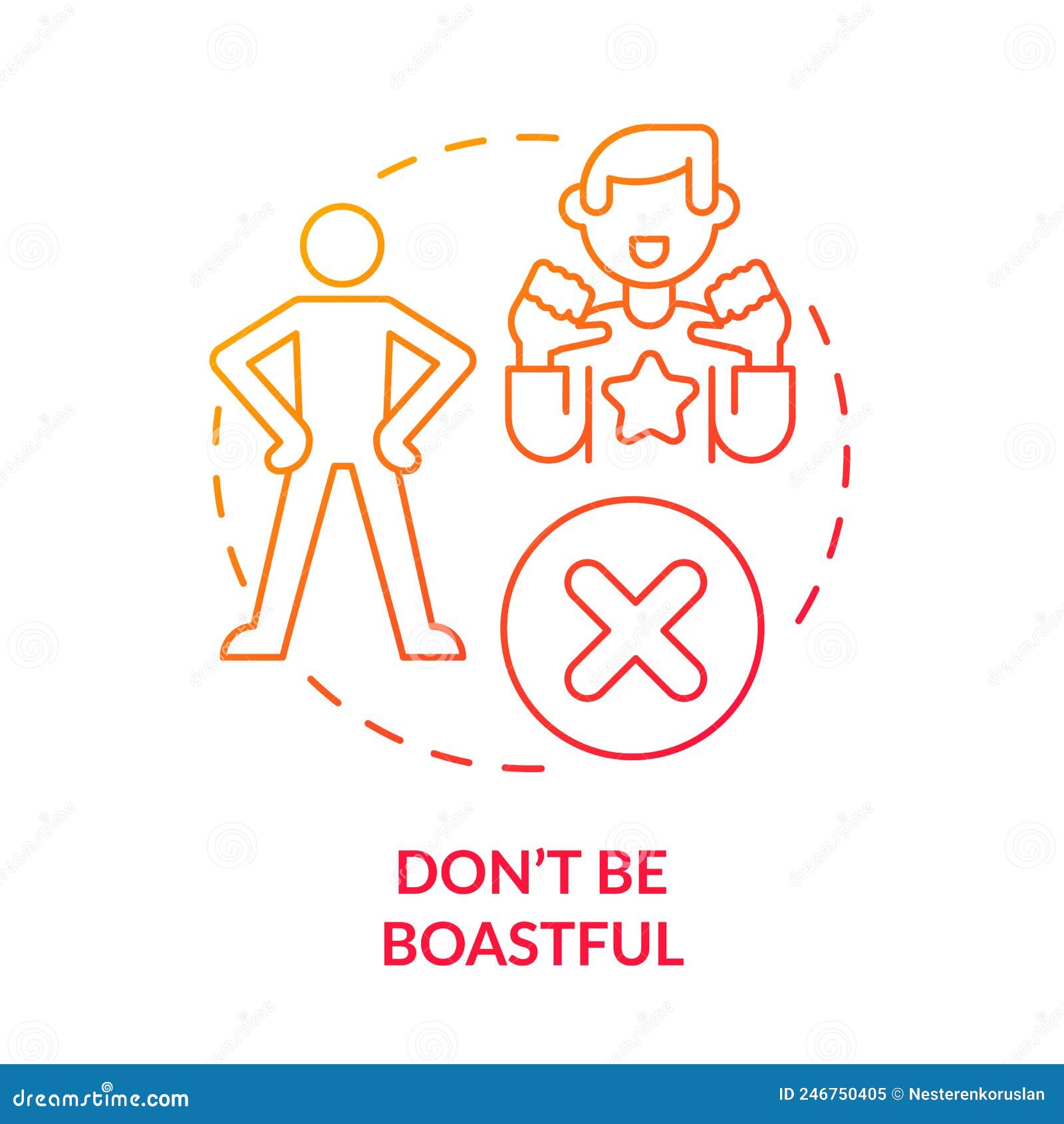 Do Not Be Boastful Red Concept Icon Vector Illustration | CartoonDealer ...