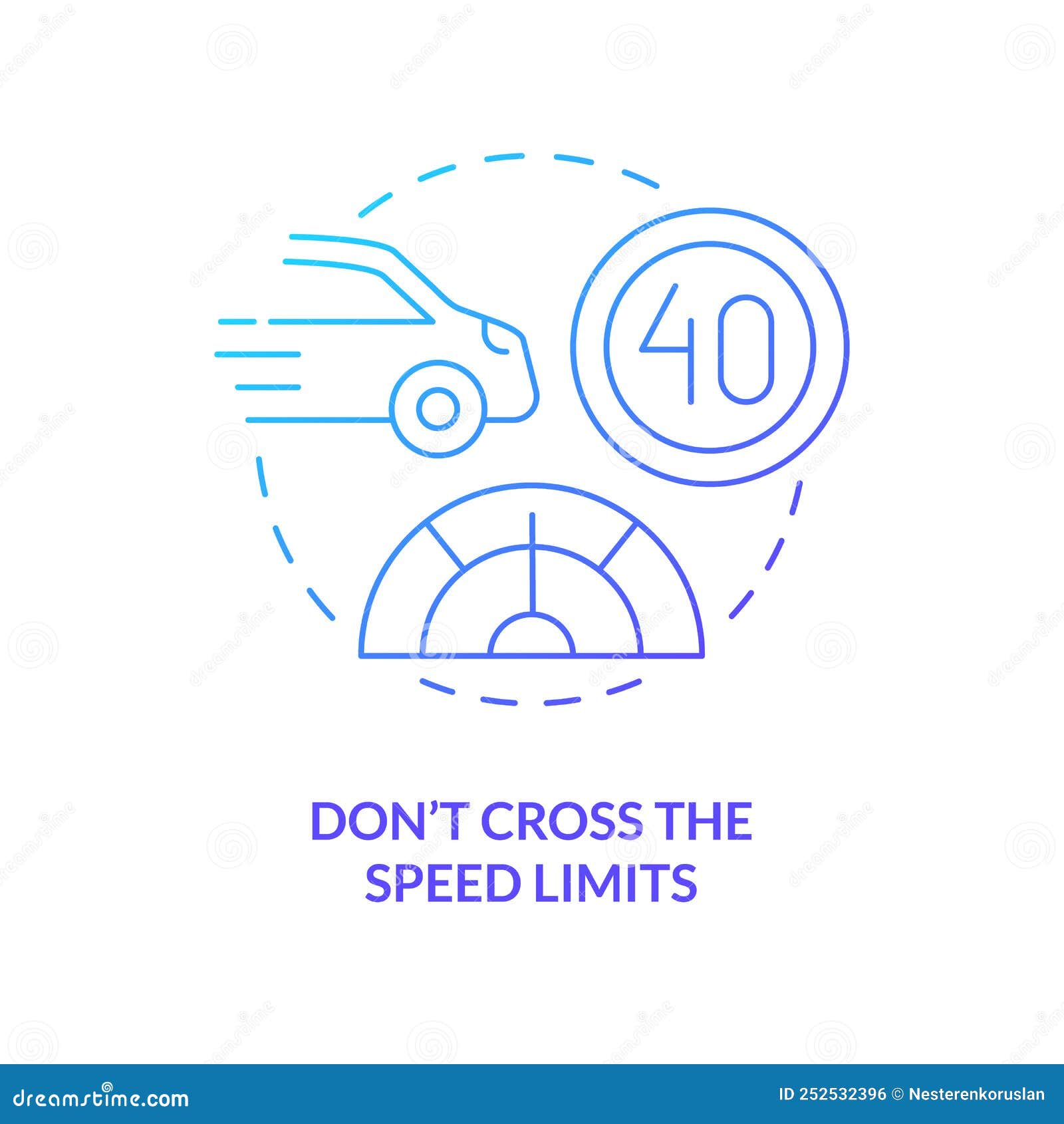 Do Not Cross Speed Limits Blue Gradient Concept Icon Stock Vector ...