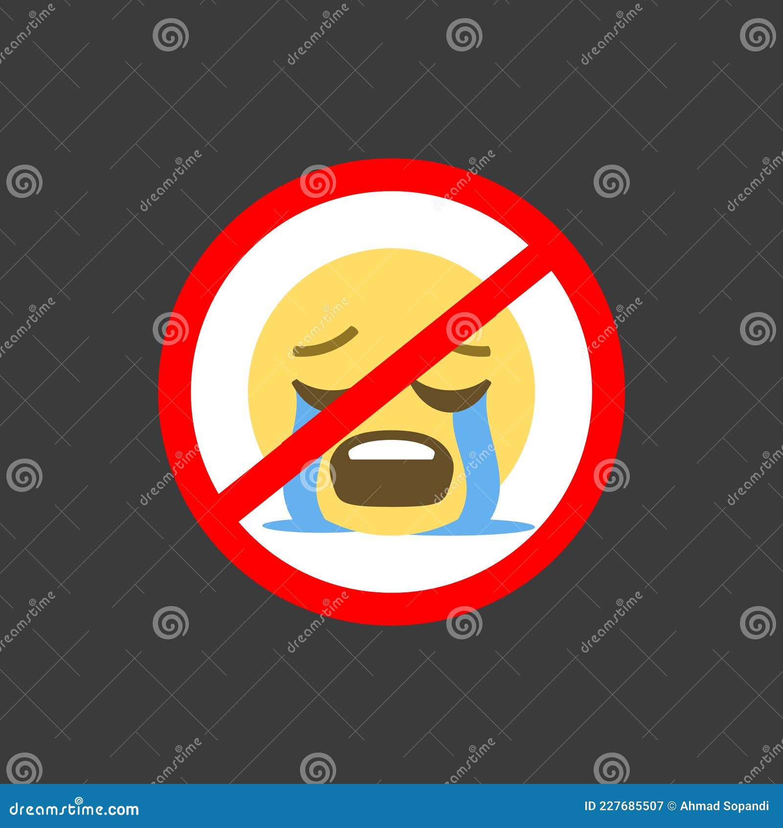 Do not cry icon sign flat stock illustration. Illustration of poster ...
