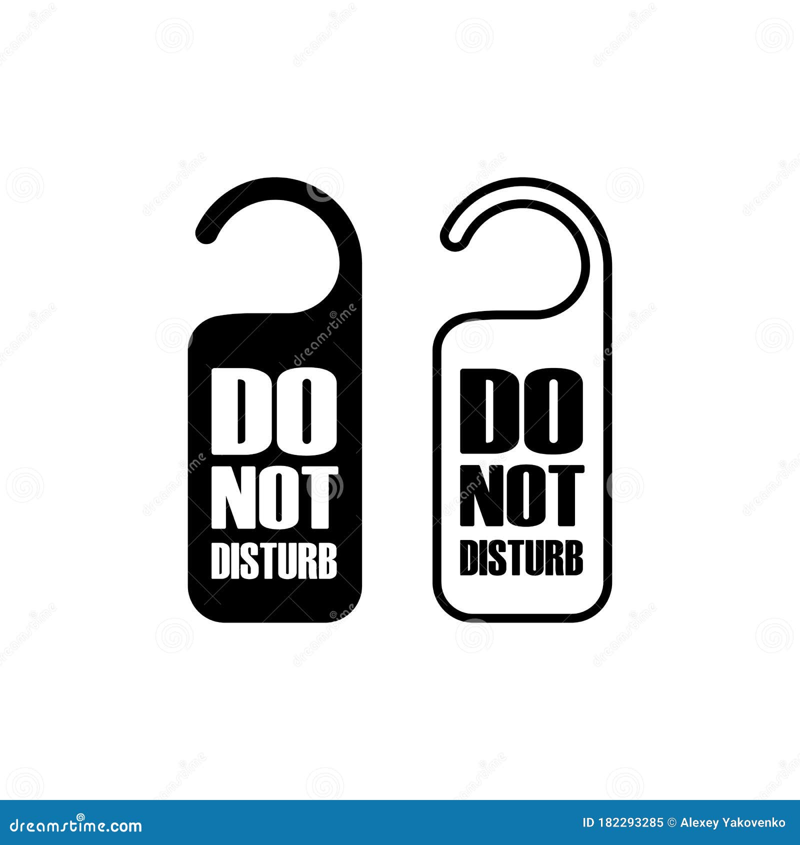 Do Not Disturb Icon Hotel Door Warning Messages On Isolated White