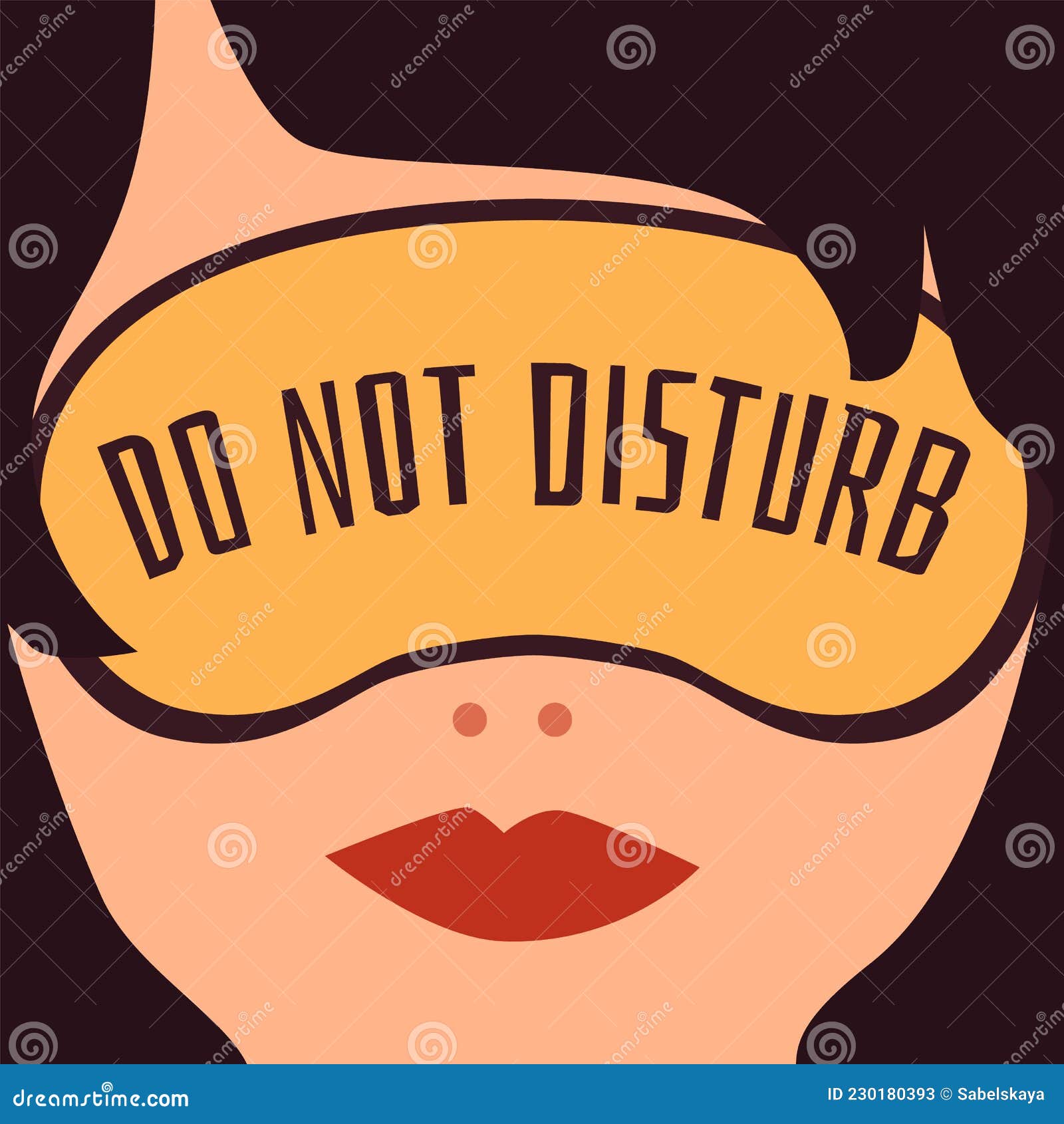 Do Not Disturb Poster With Female Face In Sleep Mask Flat Vector