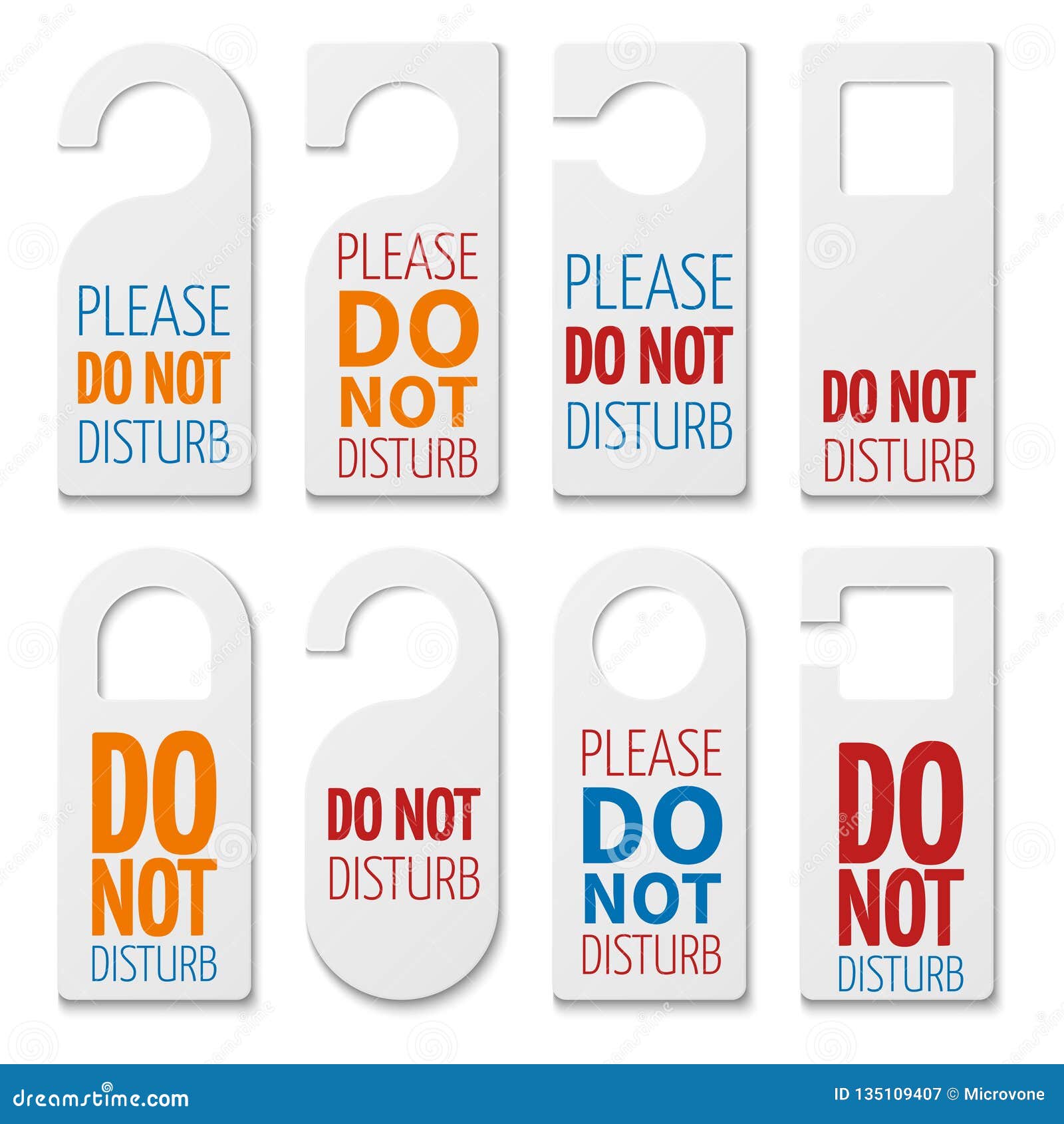 Do Not Disturb Realistic Plastic Blanks Vector Collection Stock Vector ...