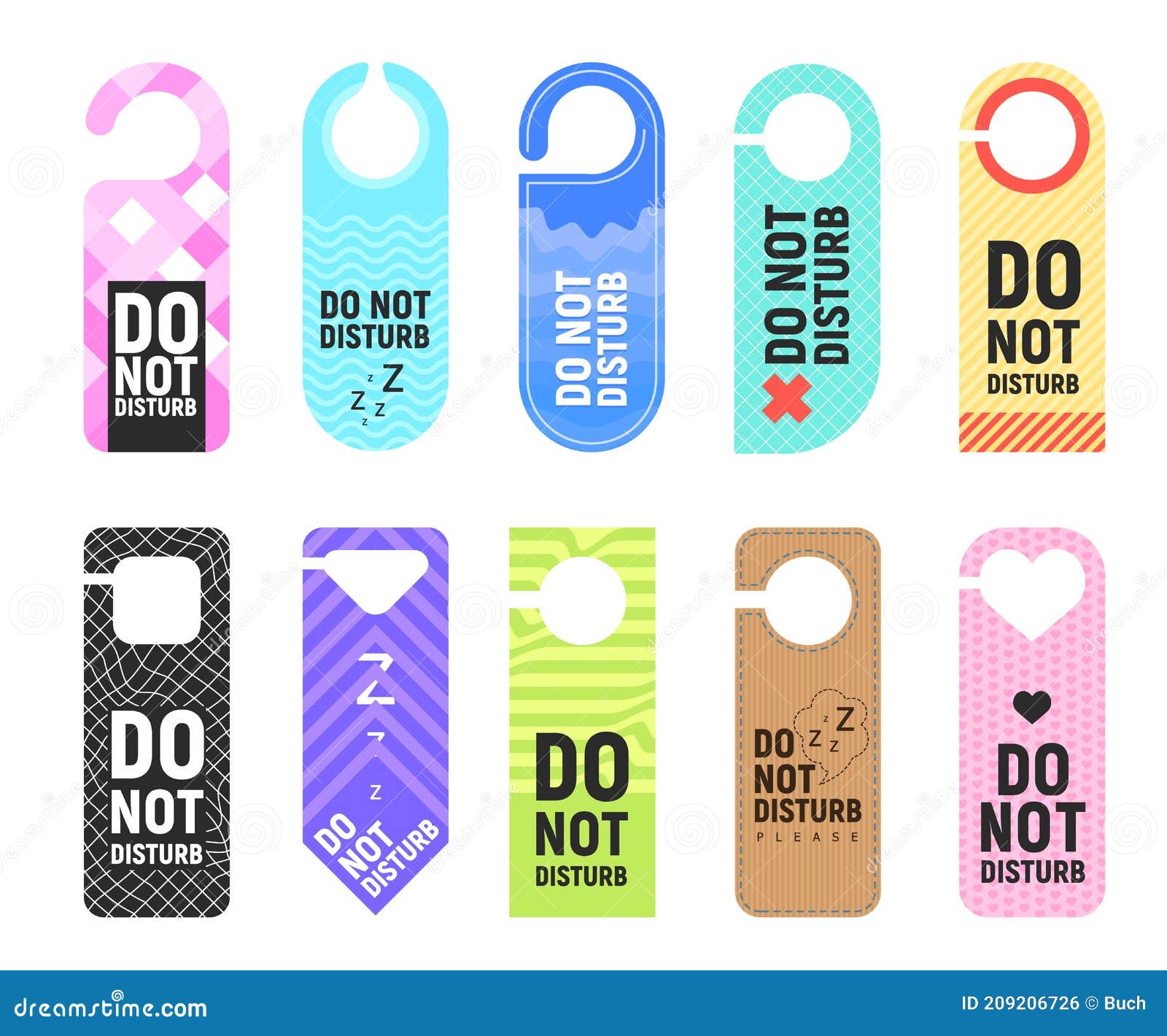 Do Not Disturb Signs Of Hotel Room Door Hanger Stock Vector
