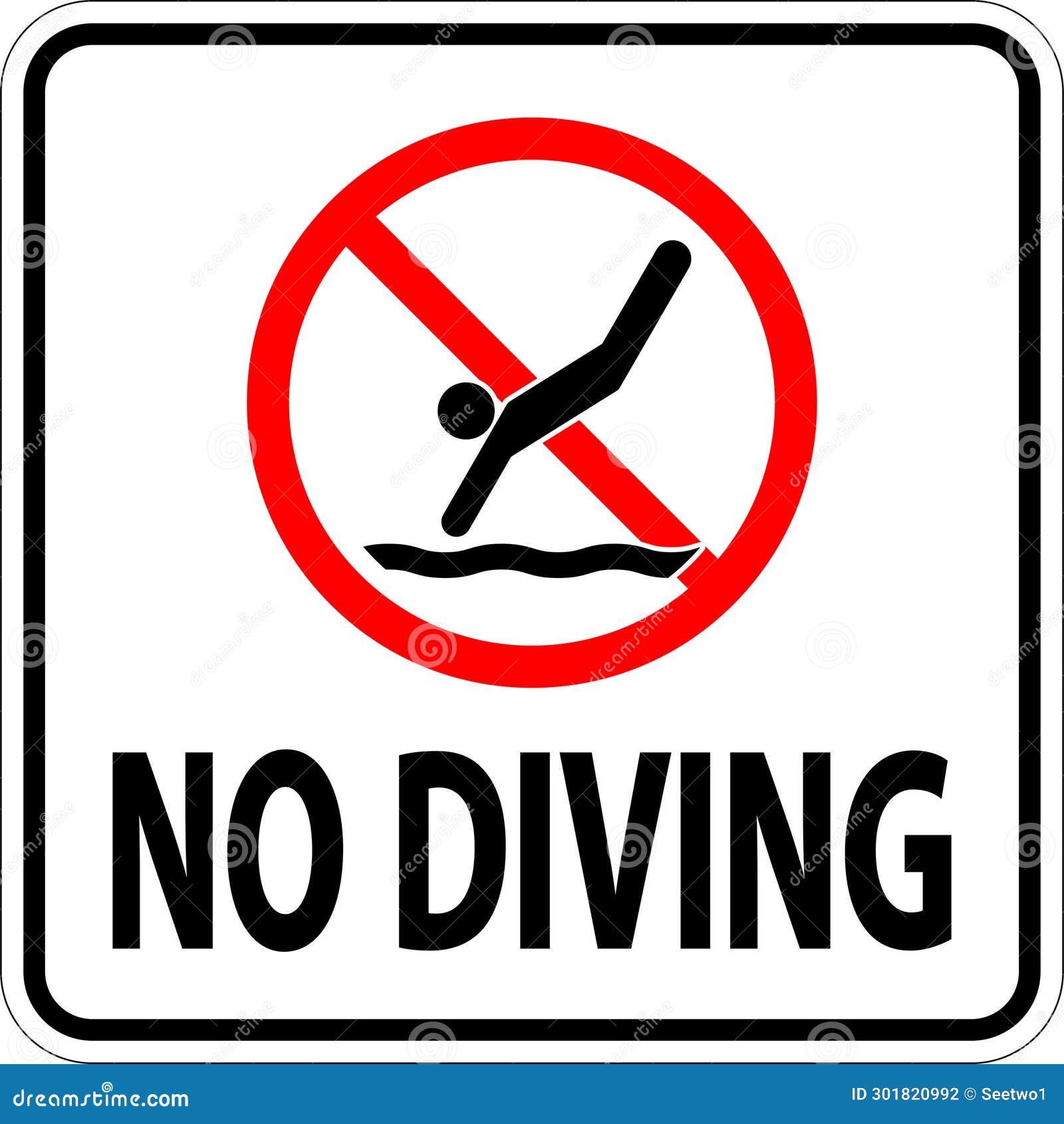 Do Not Dive Pool Safety Sign No Diving Stock Vector - Illustration of ...