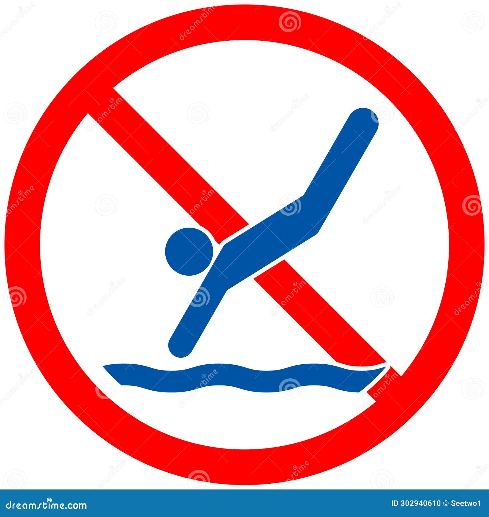 Do Not Dive Pool Safety Sign No Diving Stock Vector - Illustration of ...