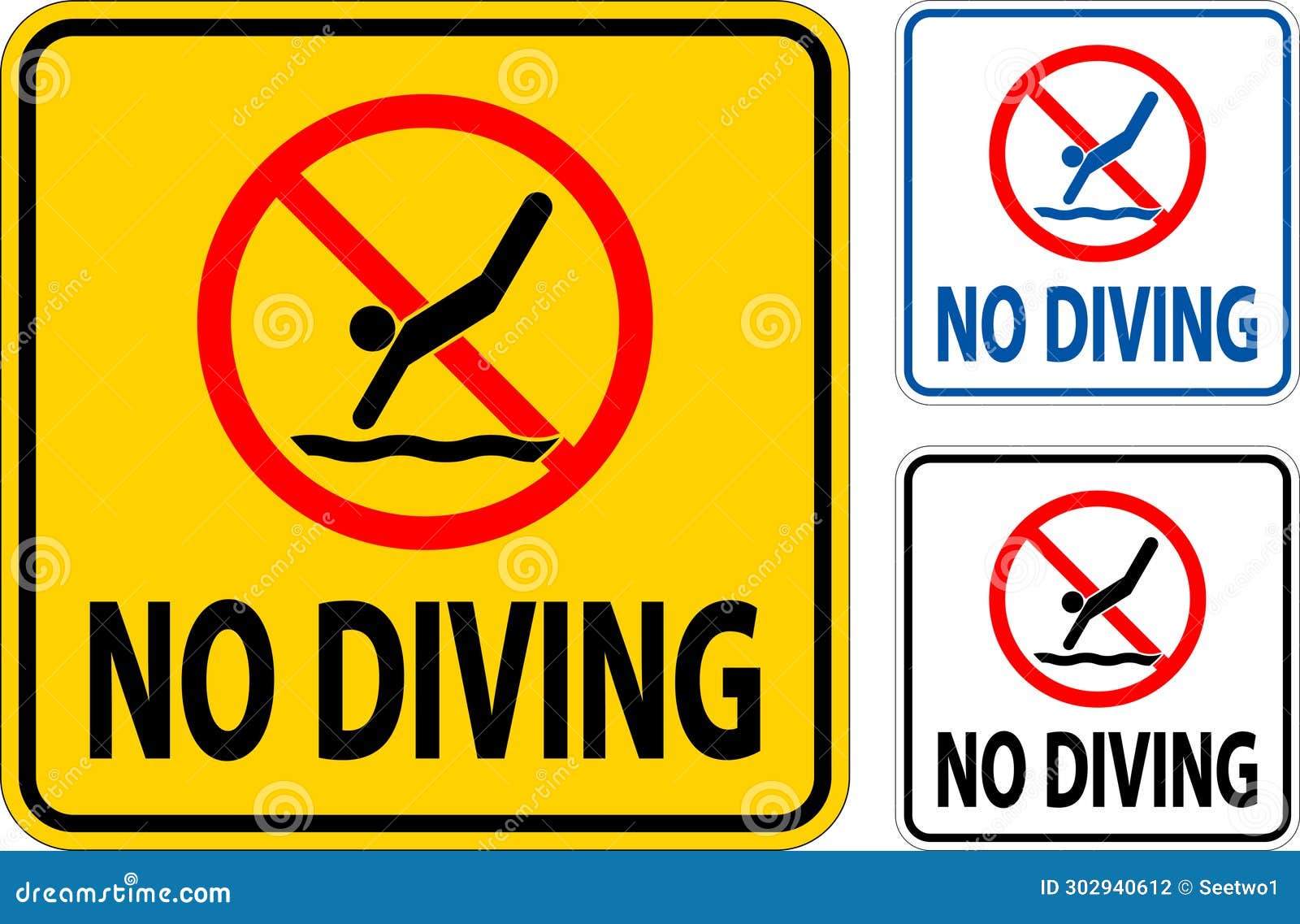 Do Not Dive Pool Safety Sign No Diving Stock Vector - Illustration of ...