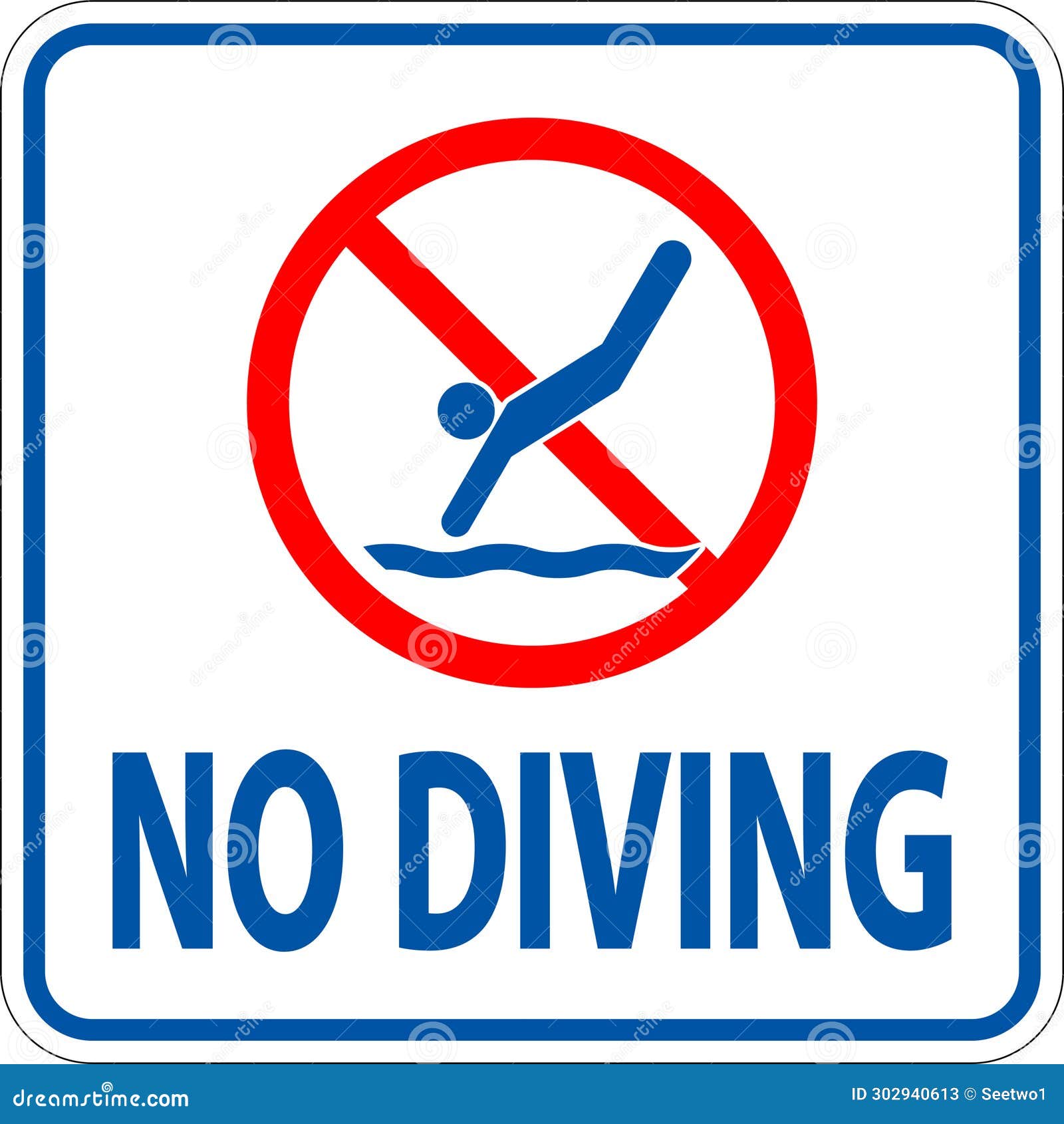 Do Not Dive Pool Safety Sign No Diving Stock Vector - Illustration of ...