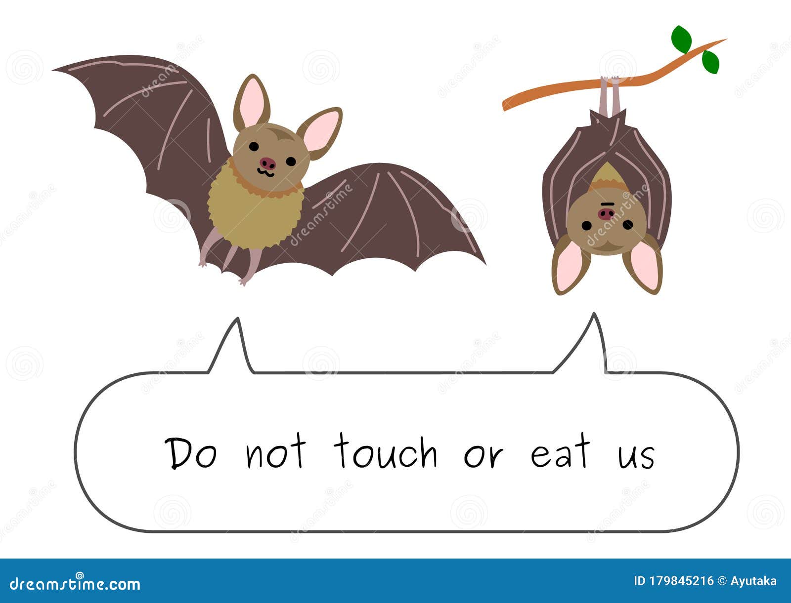 Do not eat or touch bats stock vector. Illustration of eating - 179845216