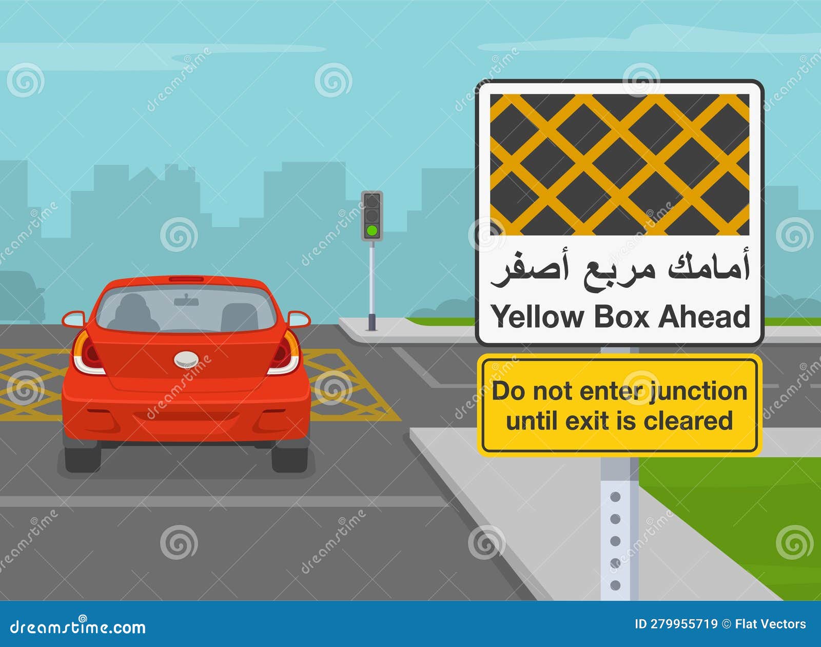 Do Not Enter Junction Until Exit Is Cleared. Back View Of A Car Moving ...