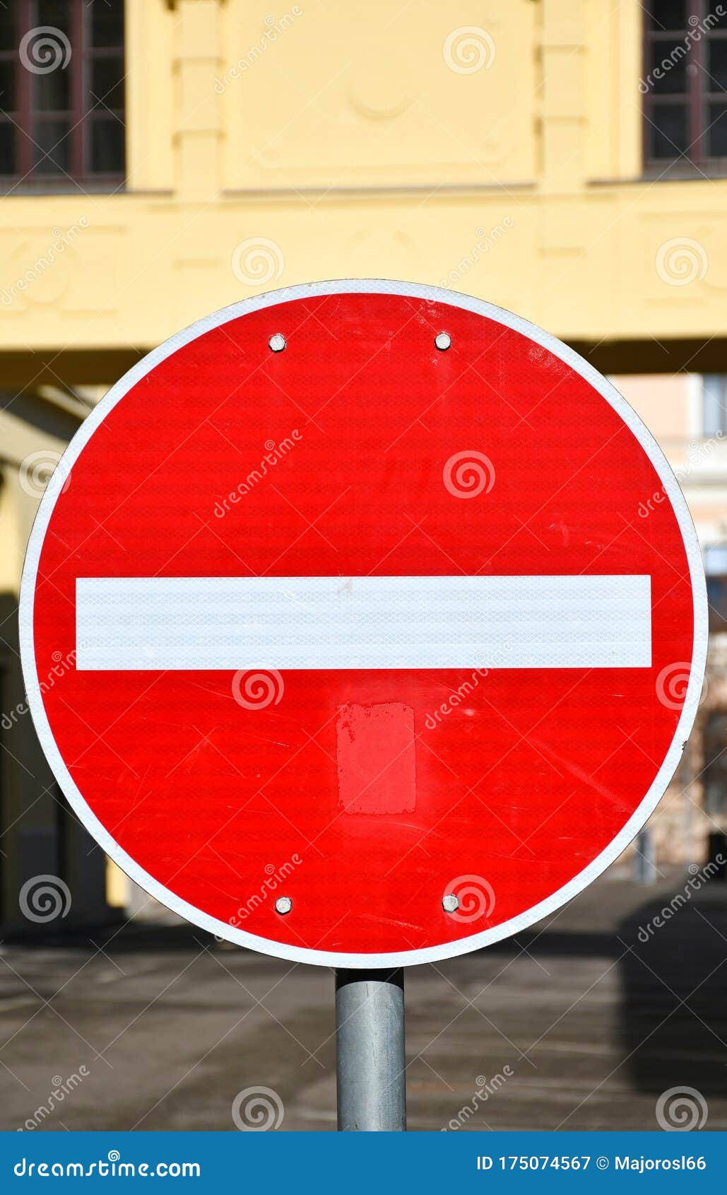 Do Not Enter Road Sign on the Street Stock Image - Image of yellow ...