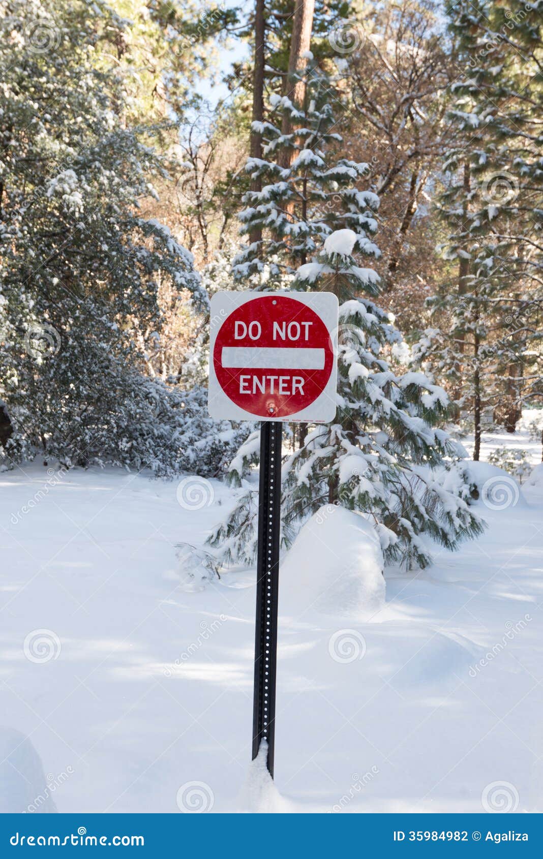 Do Not Enter sign in snow stock photo. Image of winter - 35984982