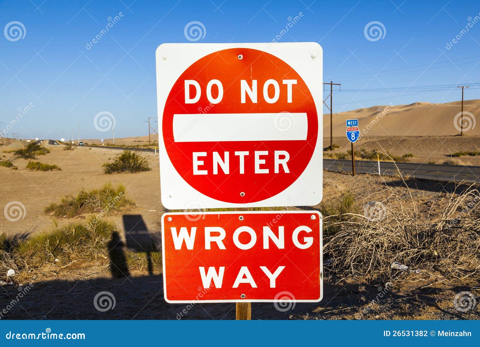 Do-not-enter- and Wrong-way-Sign at the Highway Stock Photo - Image of ...