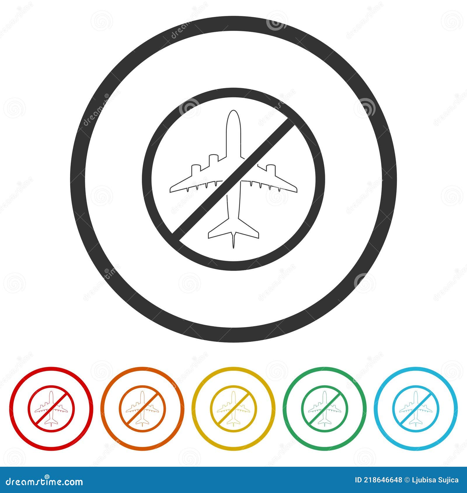 Do Not Fly Ring Icon Color Set Stock Vector - Illustration of airliner ...