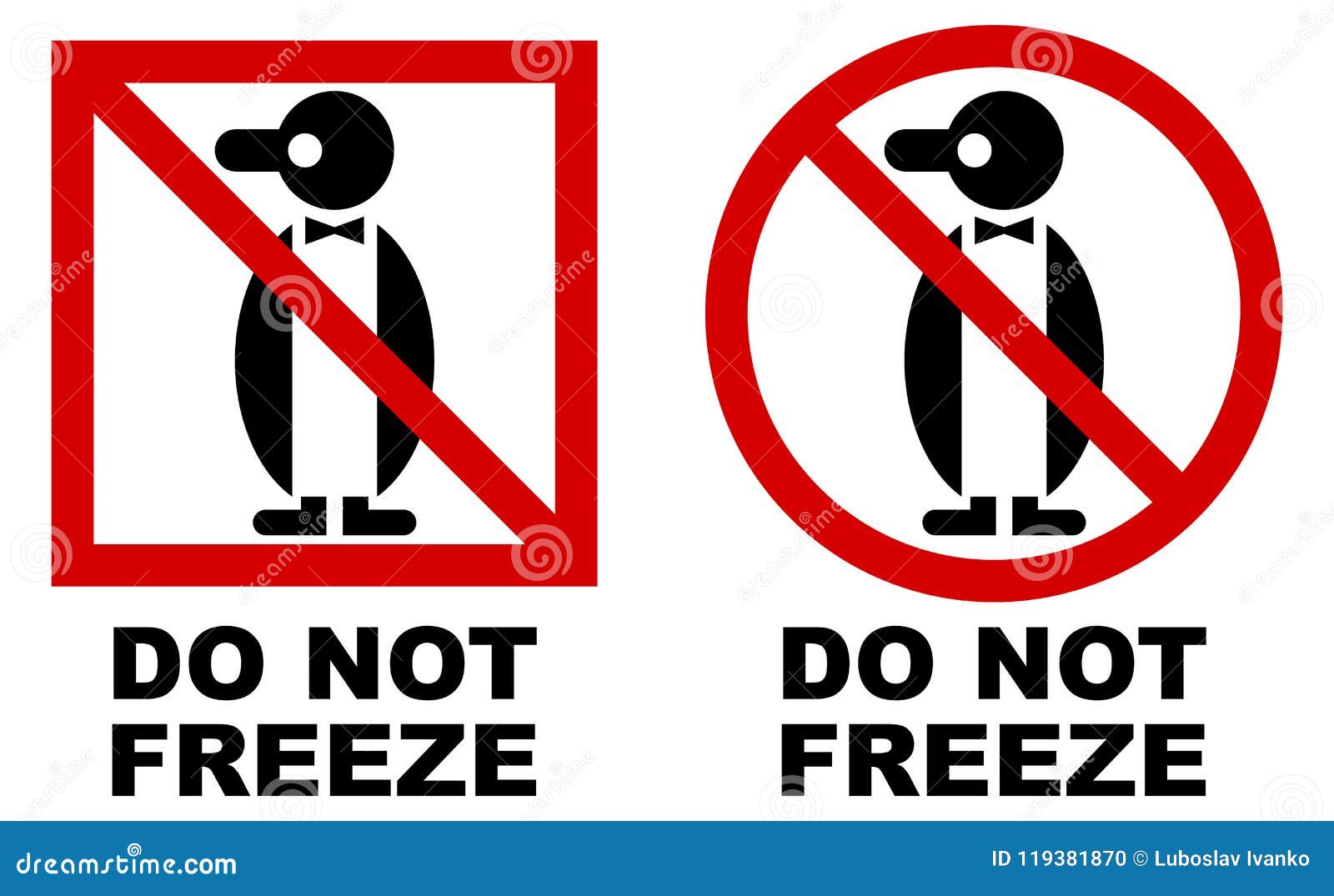 Do Not Freeze, Refrigerate Sign. Black Snowflake Symbol In Red Crossed ...