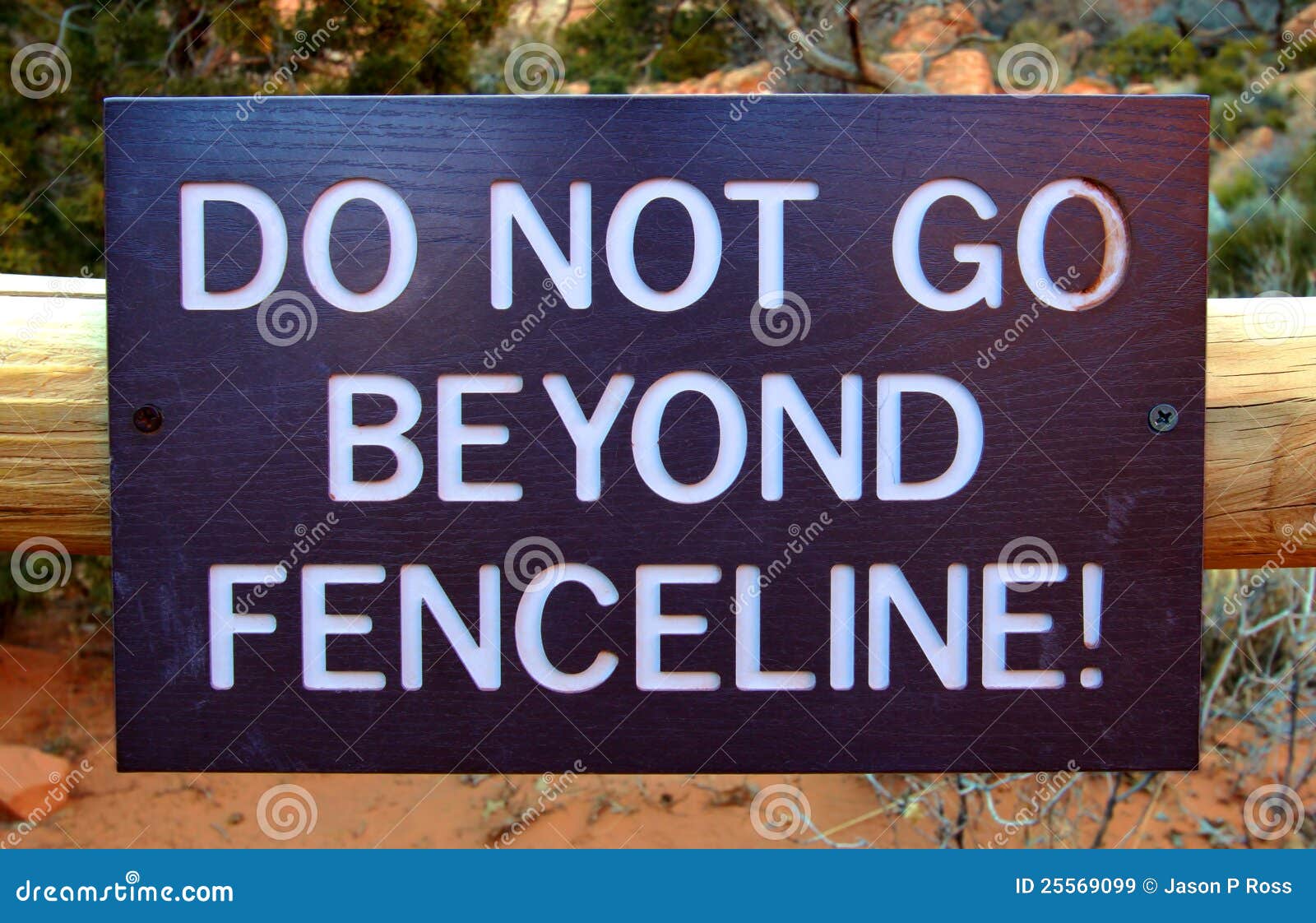 Do Not Go Beyond Fenceline Sign Stock Image - Image of warn, brown ...