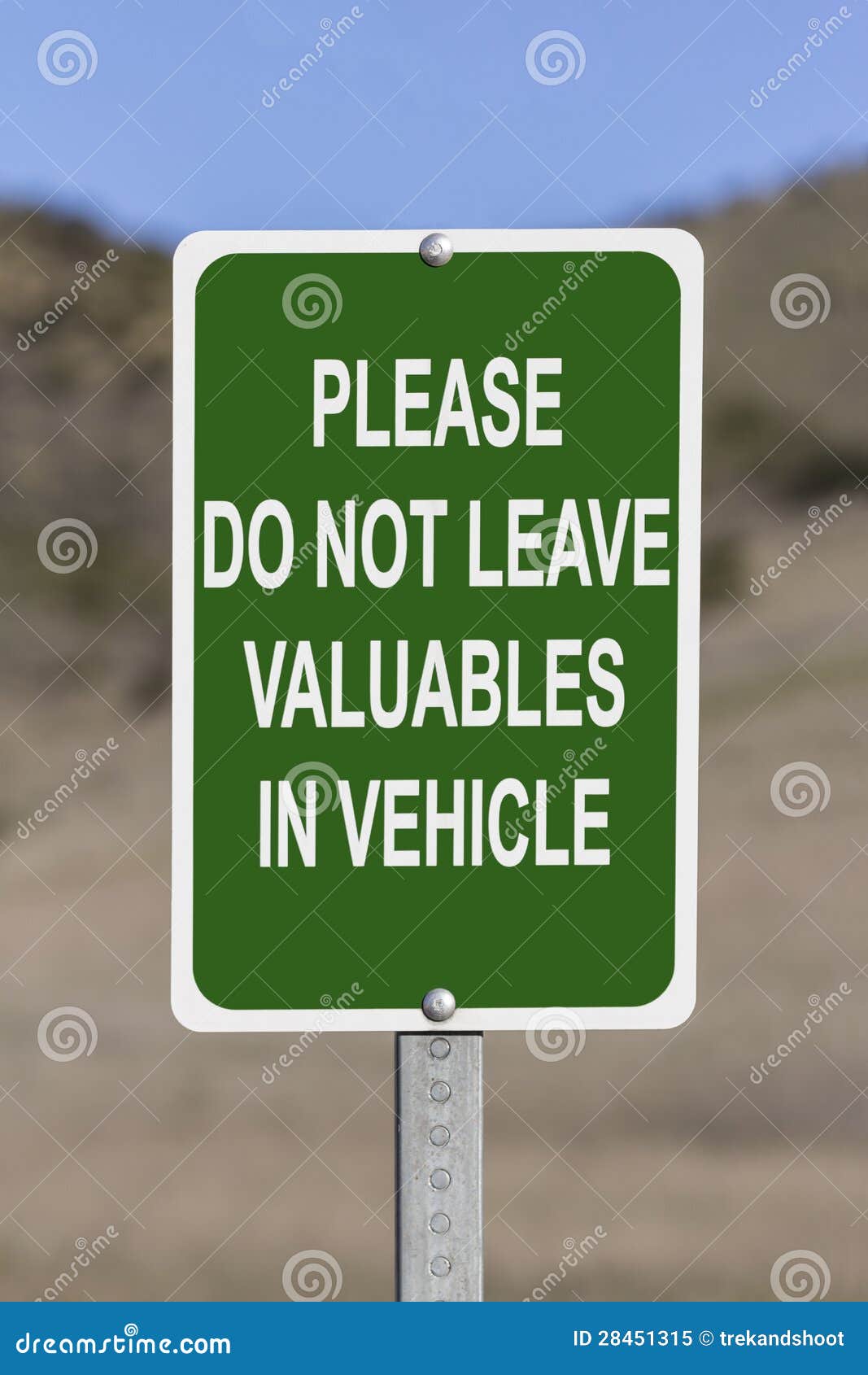 Do Not Leave Valuables in Vehicle Sign Stock Image - Image of object ...