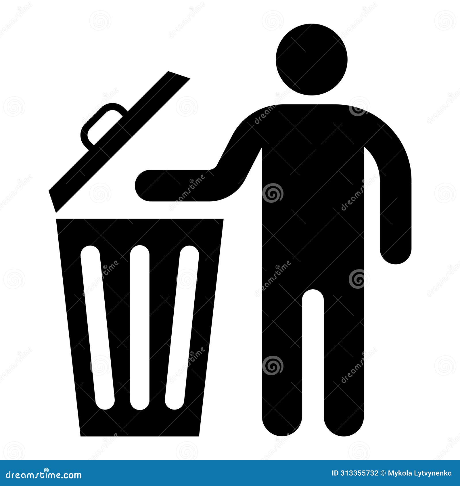 Do Not Litter Icon, Man Throws Trash into Trash Can Stock Vector ...