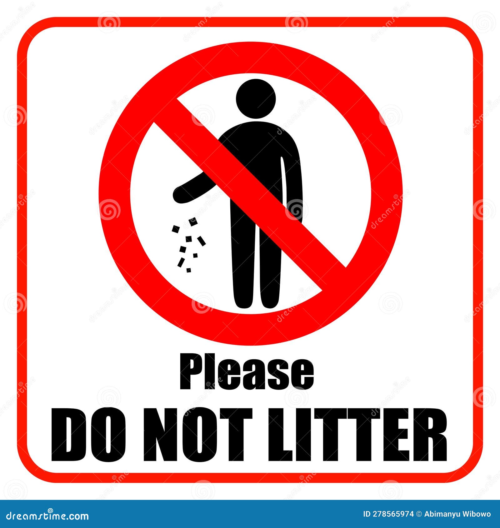 Do Not Litter Sign with Warning Text Stock Illustration - Illustration ...