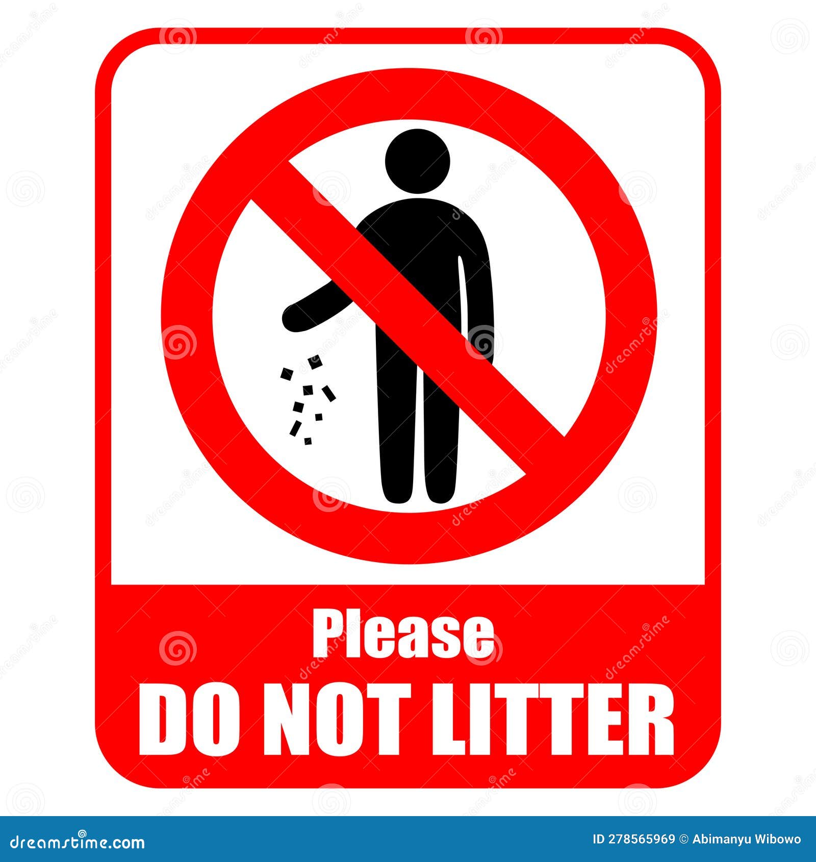 Do Not Litter Sign with Warning Text and Background Stock Vector ...