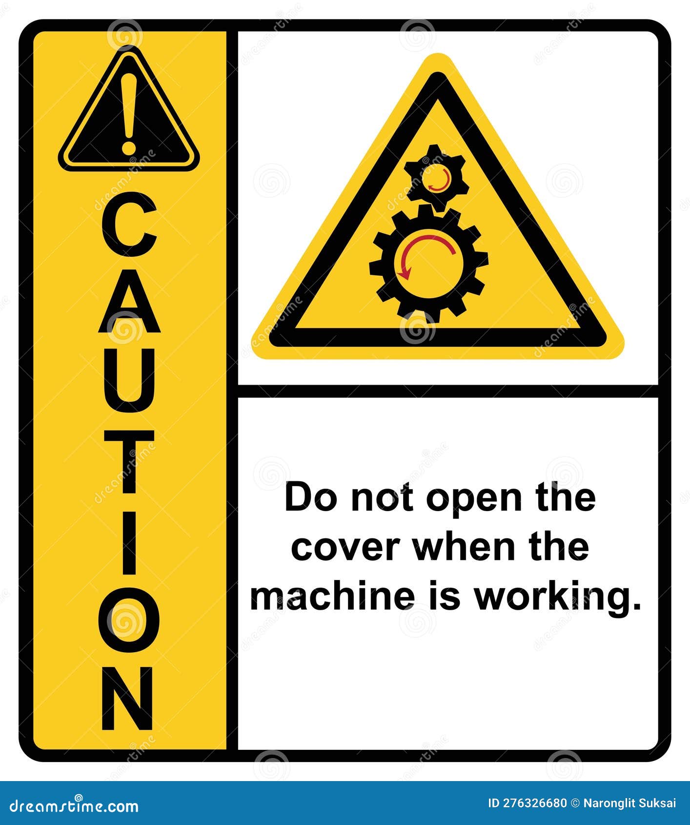 Do Not Open the Cover when the Machine is Working.,label Caution Stock ...