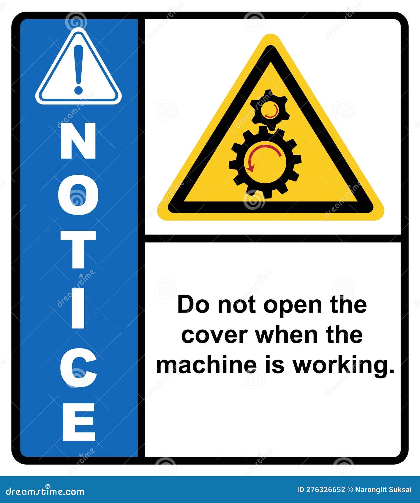 Do Not Open the Cover when the Machine is Working.,label Notice Stock ...