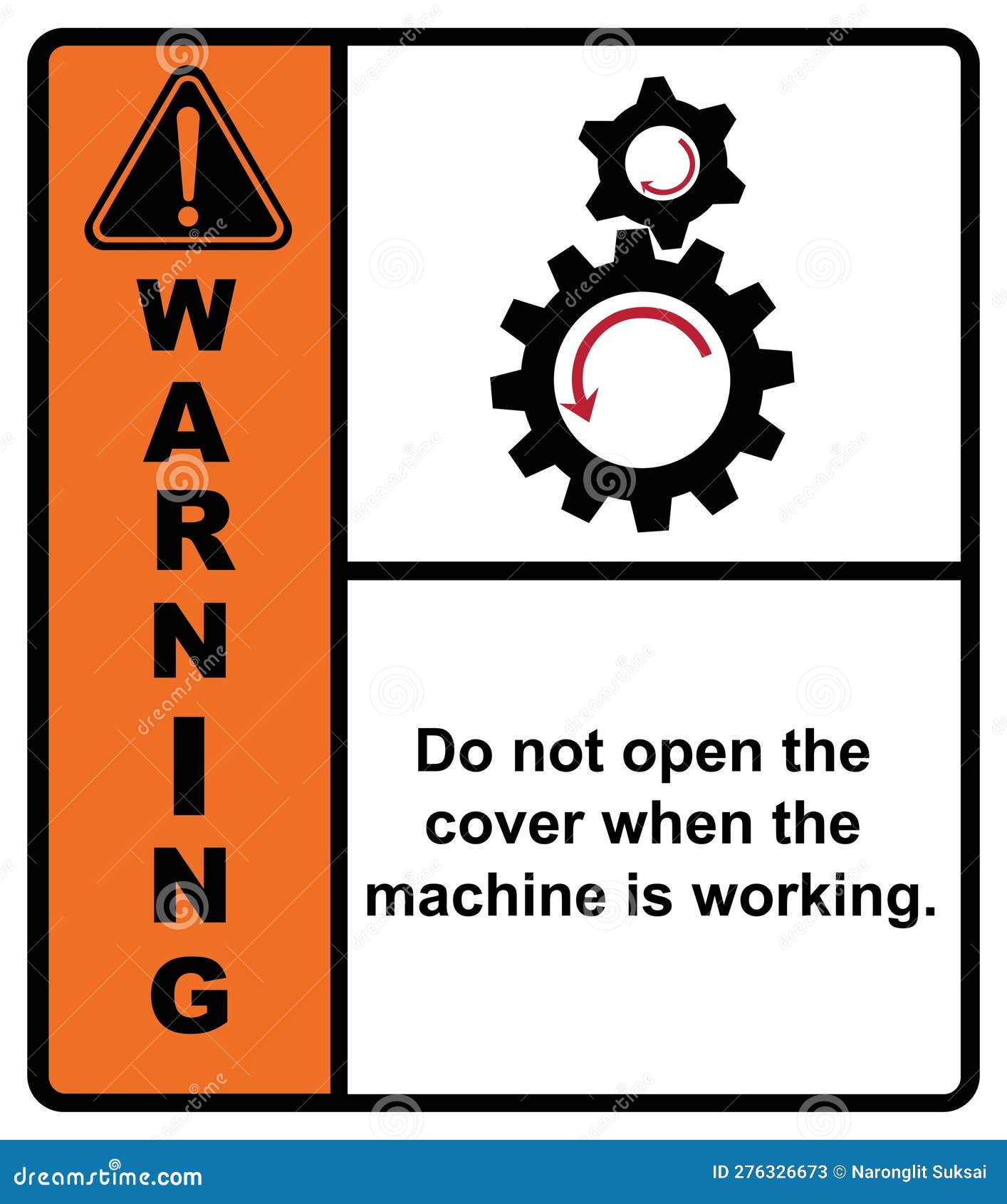 Do Not Open the Cover when the Machine is Working.,label Warning Stock ...