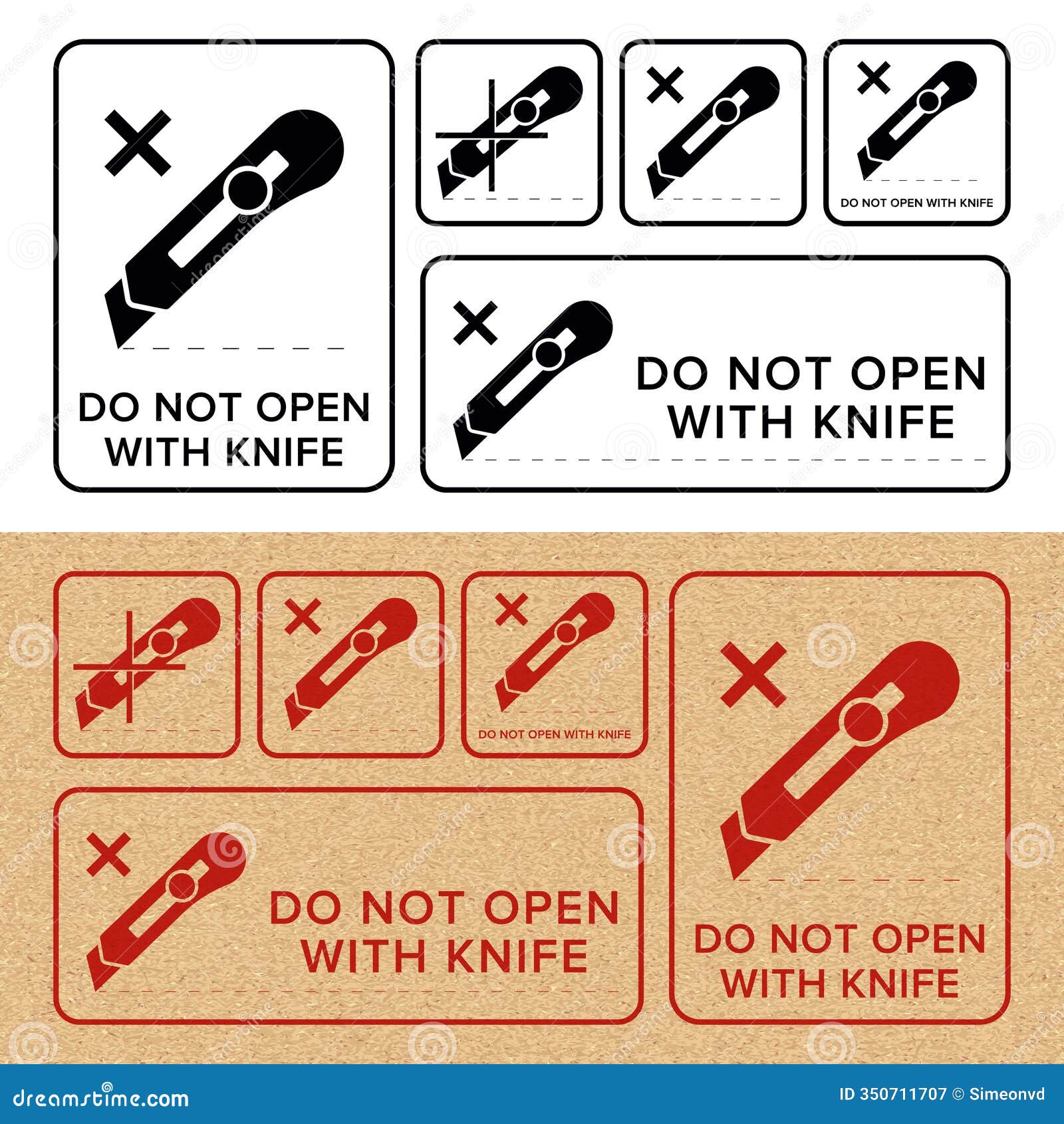 Do Not Open With Knife On White Background. Do Not Use Cutter Knife ...