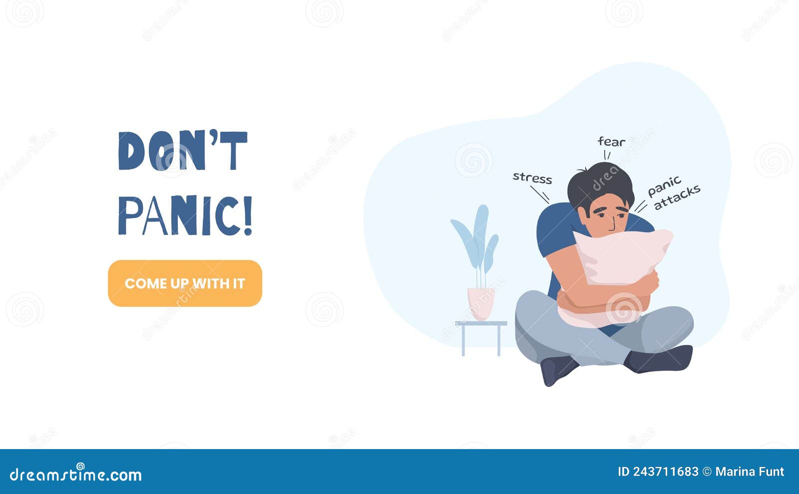 Do Not Panic Banner with a Man Having a Panic Attack. for Psychologists ...