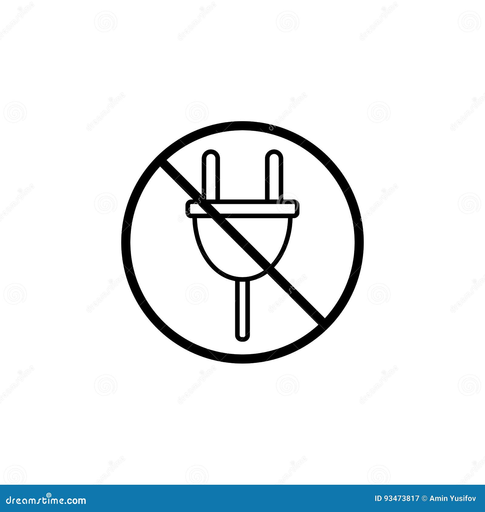 Do Not Plug Line Icon, Prohibition Sign, Forbidden Stock Vector ...