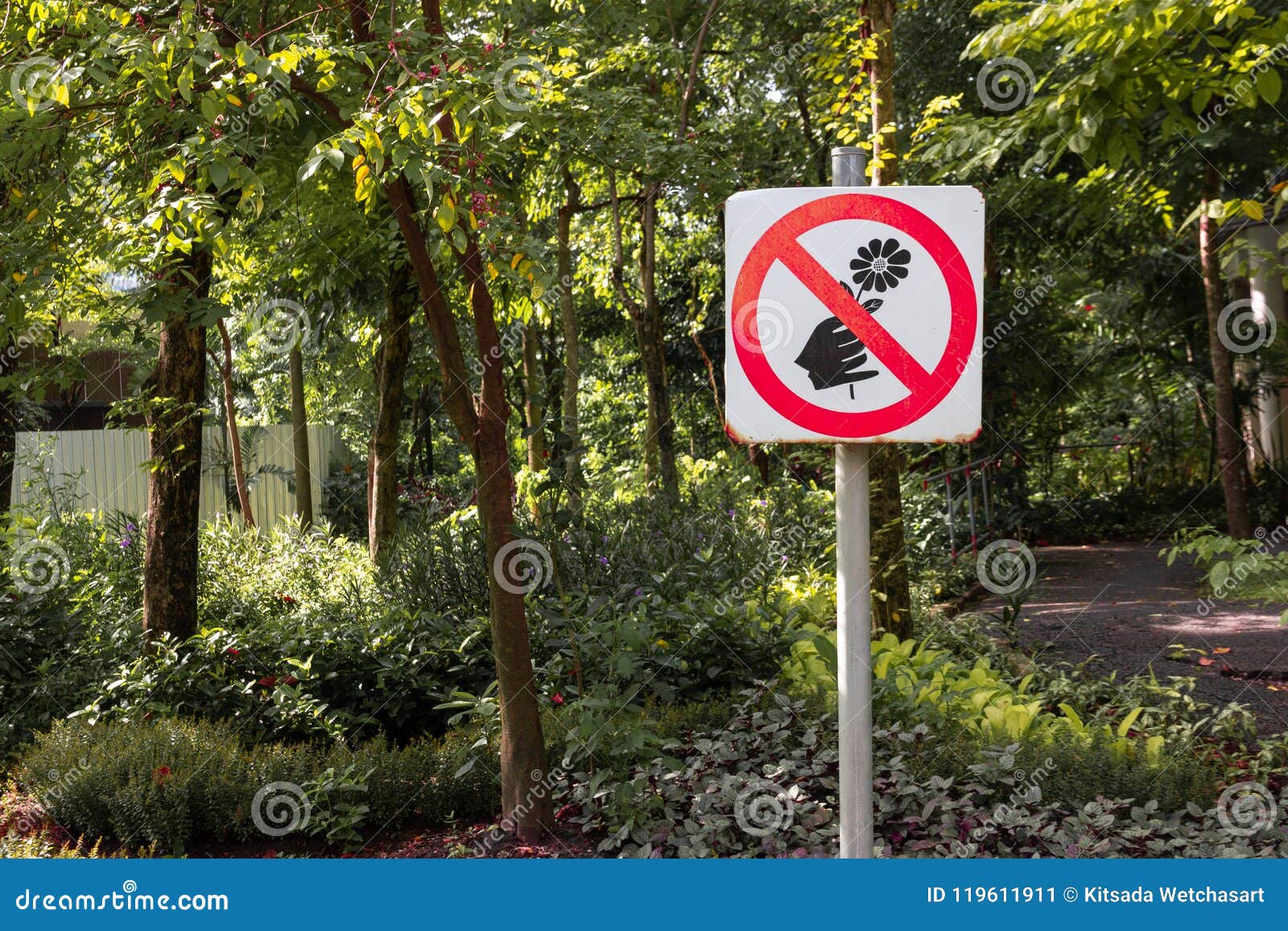 Do Not Pull Flowers Sign in the Park Stock Image - Image of clipping ...