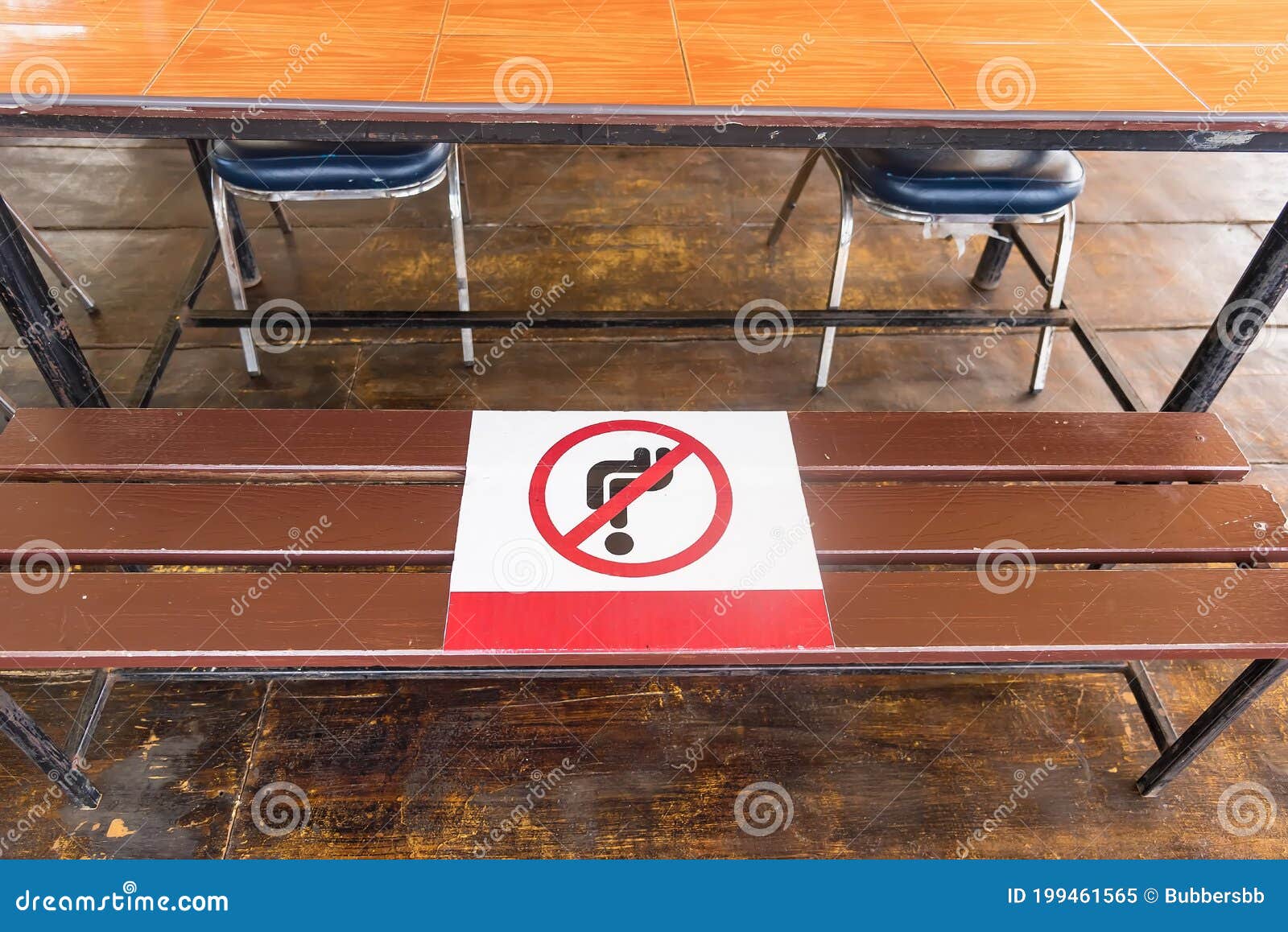 Do Not Sitting Sign on Long Benches Stock Image - Image of waiting ...