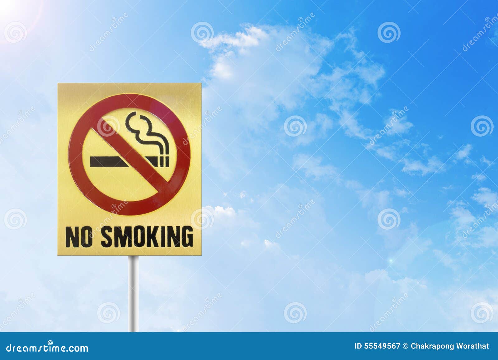 Do Not Smoking Gold Sign on the Sky. Stock Illustration - Illustration ...