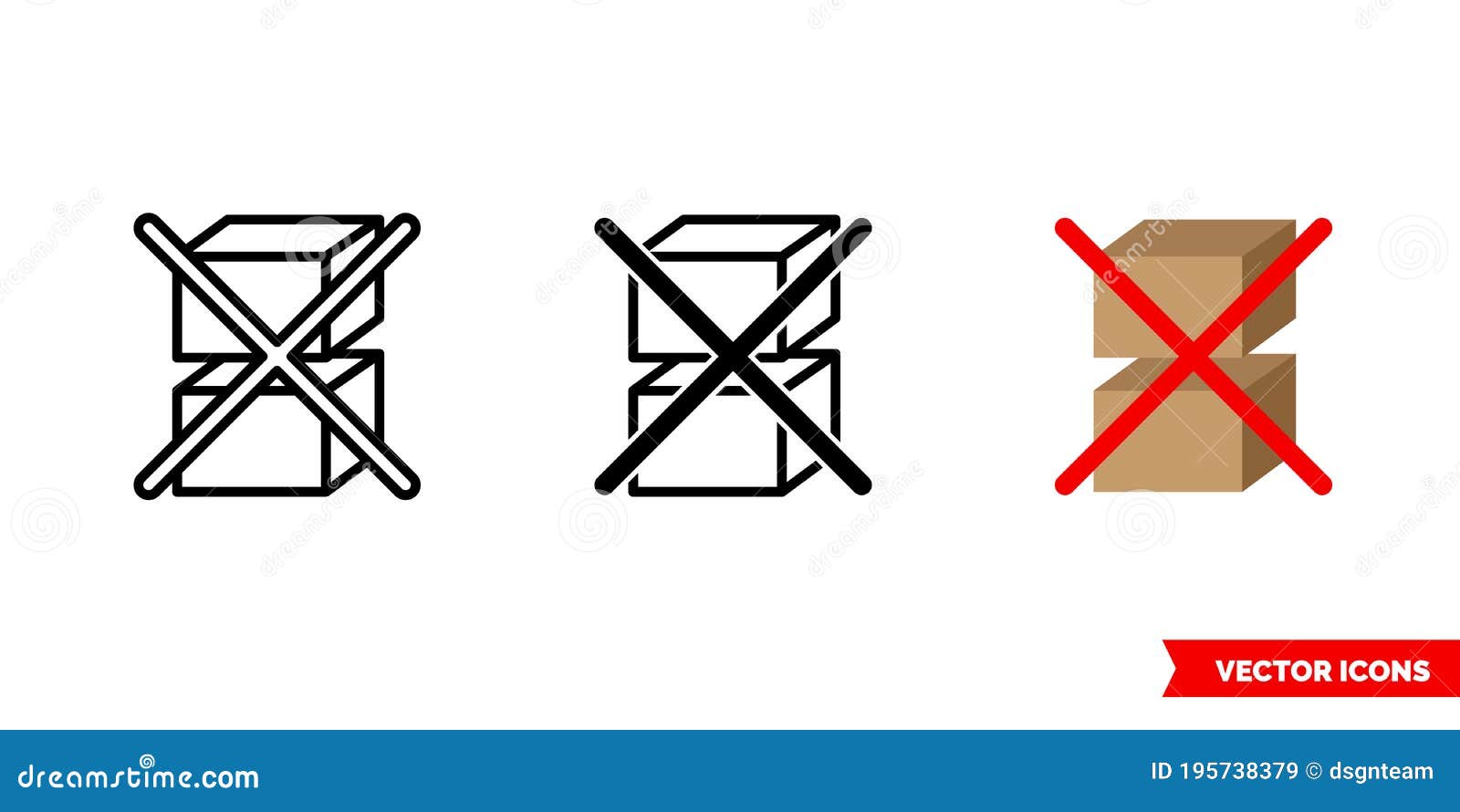 Do Not Stack Icon of 3 Types Color, Black and White, Outline. Isolated ...