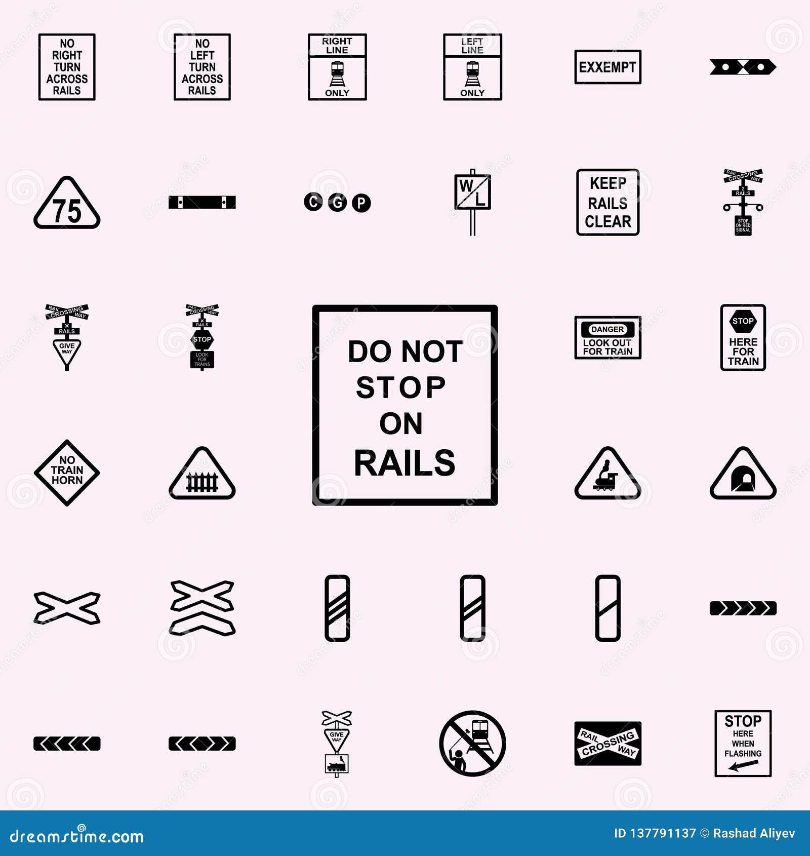 Do Not Stop on Rails Icon. Railway Warnings Icons Universal Set for Web ...