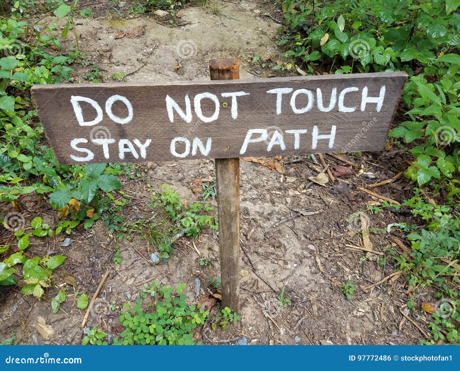 Do Not Touch Stay on Path Sign Stock Photo - Image of trail, caution ...