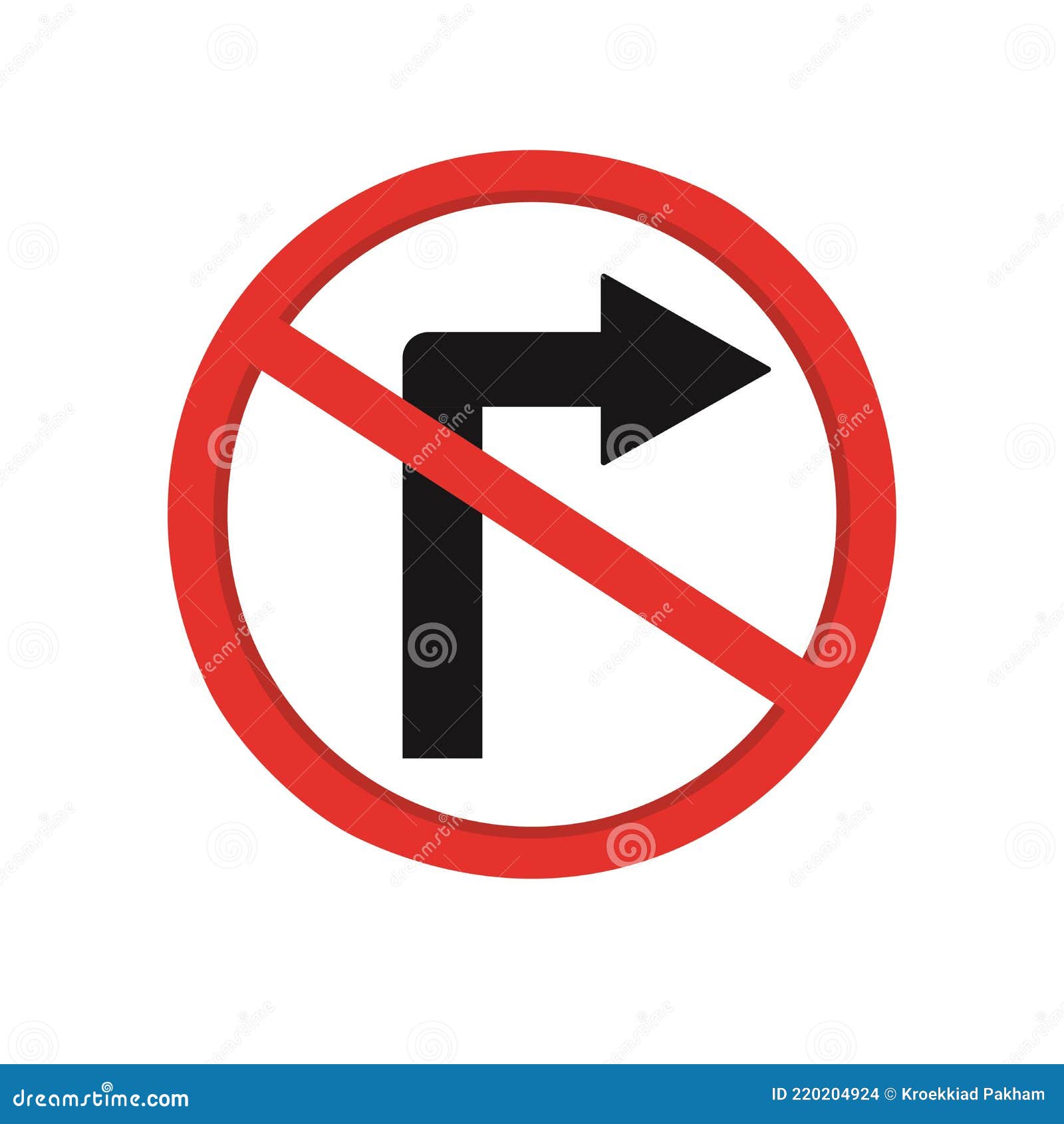 Traffic Signal Do Not Turn Right Can T Turn Right Stock Vector ...