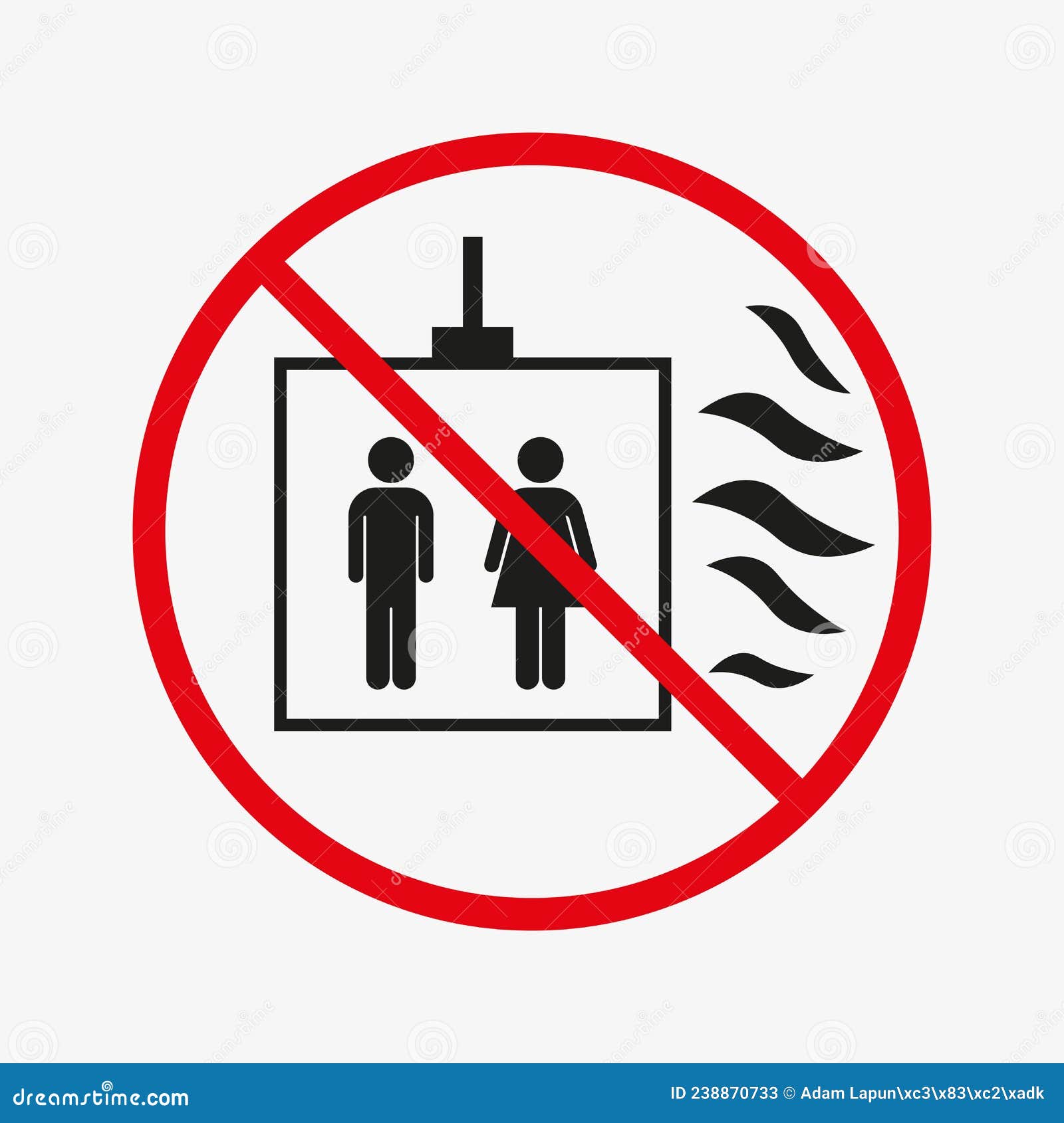 Do Not Use Lift in Case of Fire. No Using Elevator Stock Vector ...