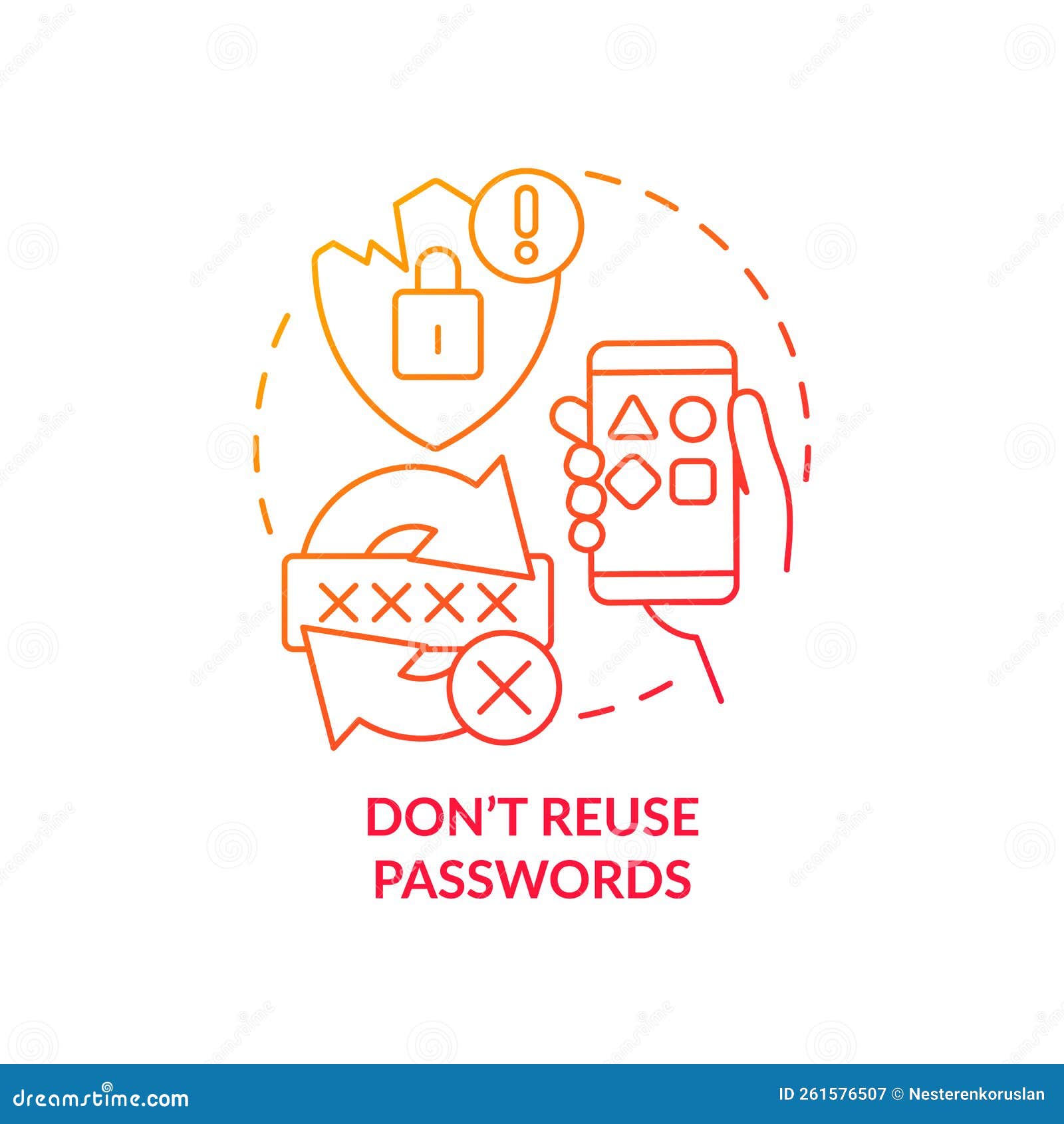 Do Not Use Same Passwords Red Gradient Concept Icon Stock Vector ... Do Not Use Same Passwords Red Gradient Concept Icon Stock Vector ...